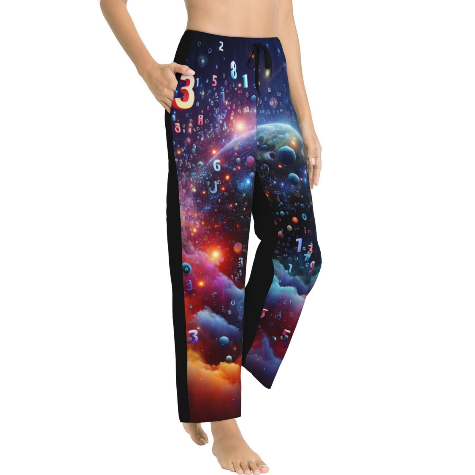 Fotbe Outer Space Floating Numbers And Letters Women's Pajama Pants ...