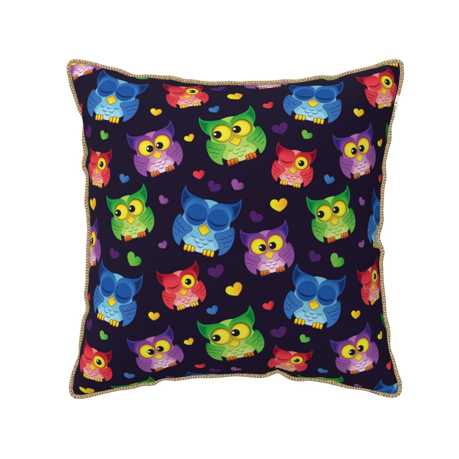 Fotbe Owls And Hearts Pattern Velvet Decorative Throw Pillow Covers ...
