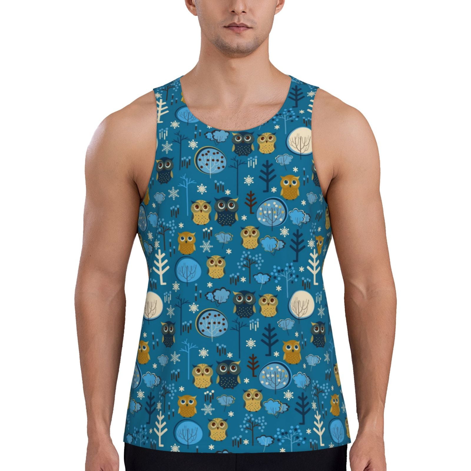 Fotbe Owls And Trees Pattern Men's Quick Dry Workout Tank Top Gym ...