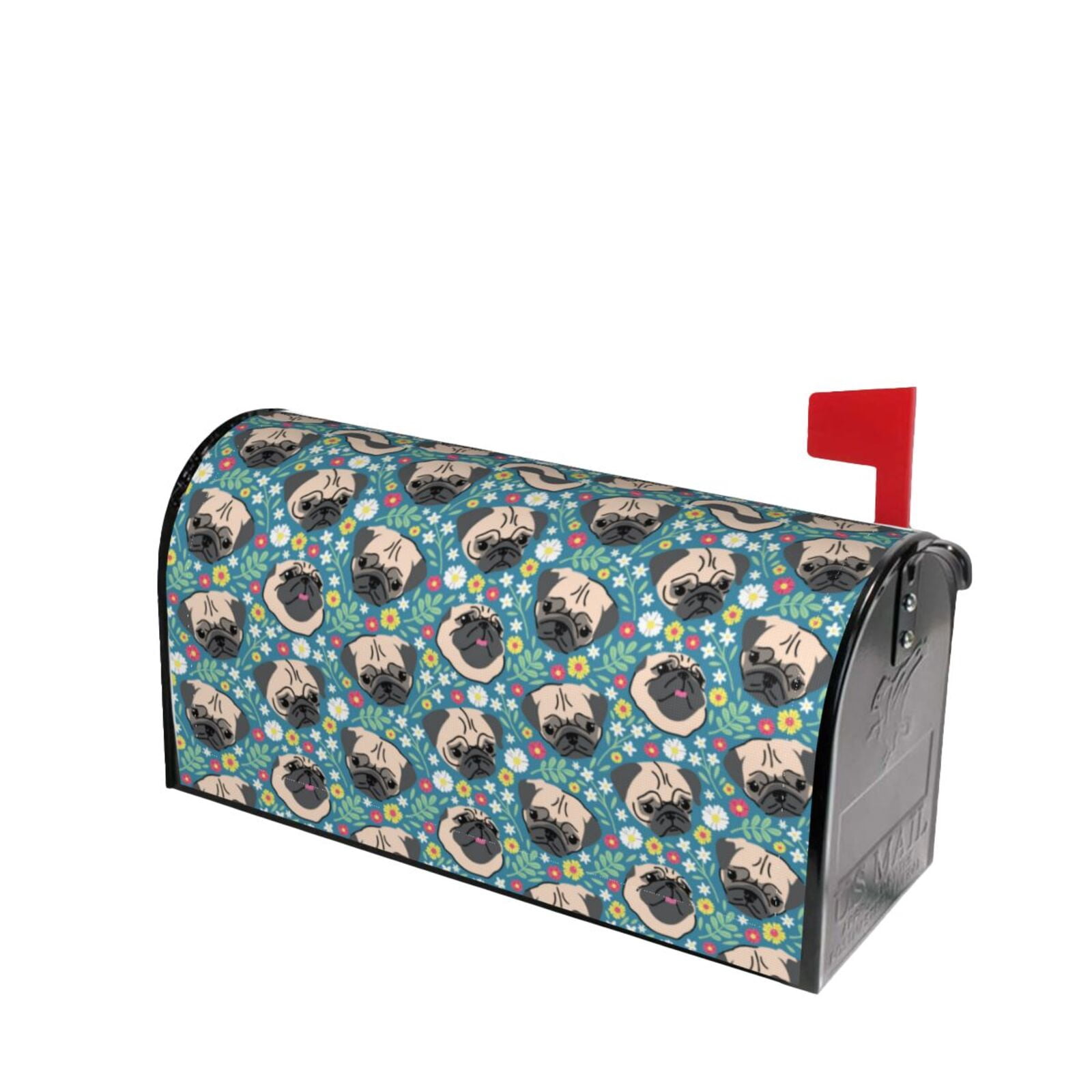 Fotbe PUG HEAD And Flower Mailbox Covers Post Letter Box Cover Garden ...