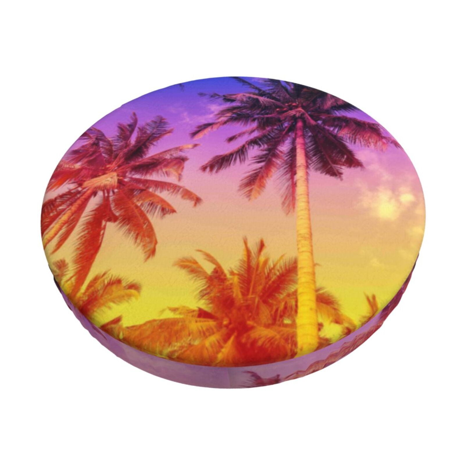 Fotbe Palm Trees at Sunset Stool Covers Round,Waterproof Round Bar ...