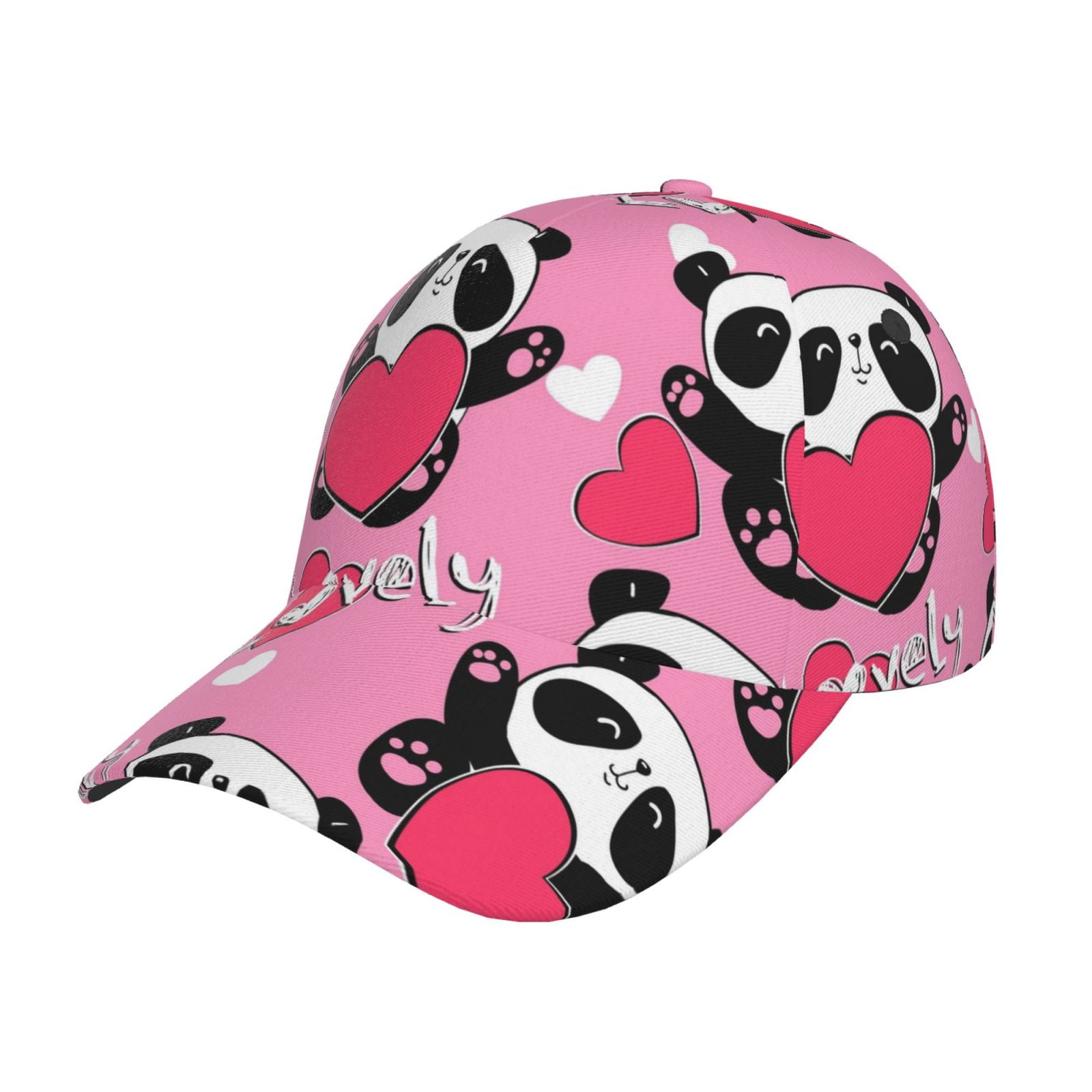 Fotbe Panda Heart Valentine Pink Baseball Cap Panda Heart Valentine Pink Print Dad Hatoutdoor