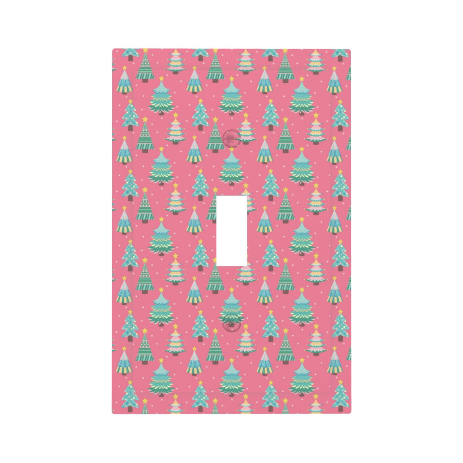 Fotbe Pastel Christmas Trees on Pink Print Duplex Receptacle Wall Plate ...