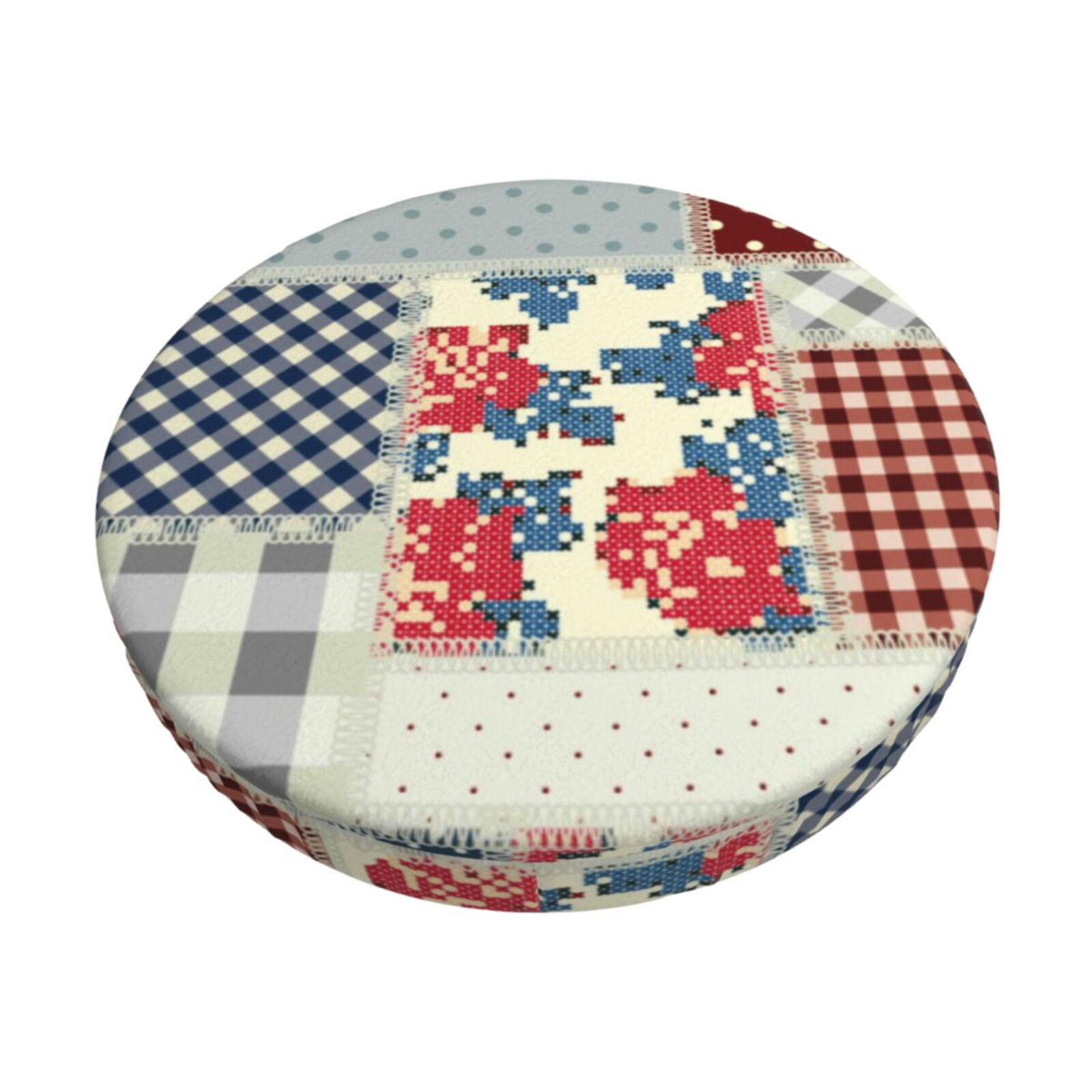 Fotbe Patchwork In Country Style Stool Covers Round,Waterproof Round ...