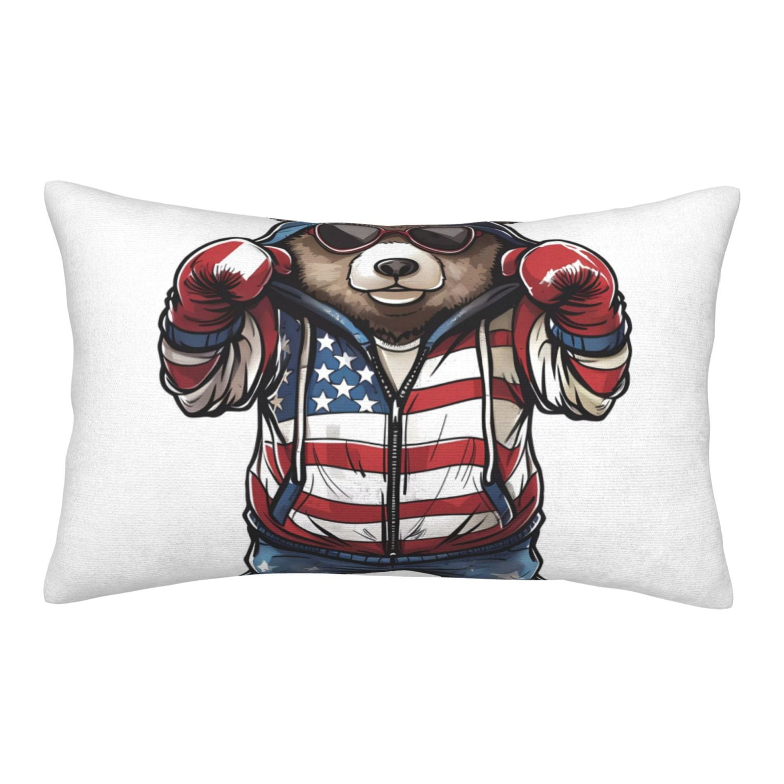 Fotbe Patriotic Boxing Bear Art Pillow Cases - Envelope Closure ...