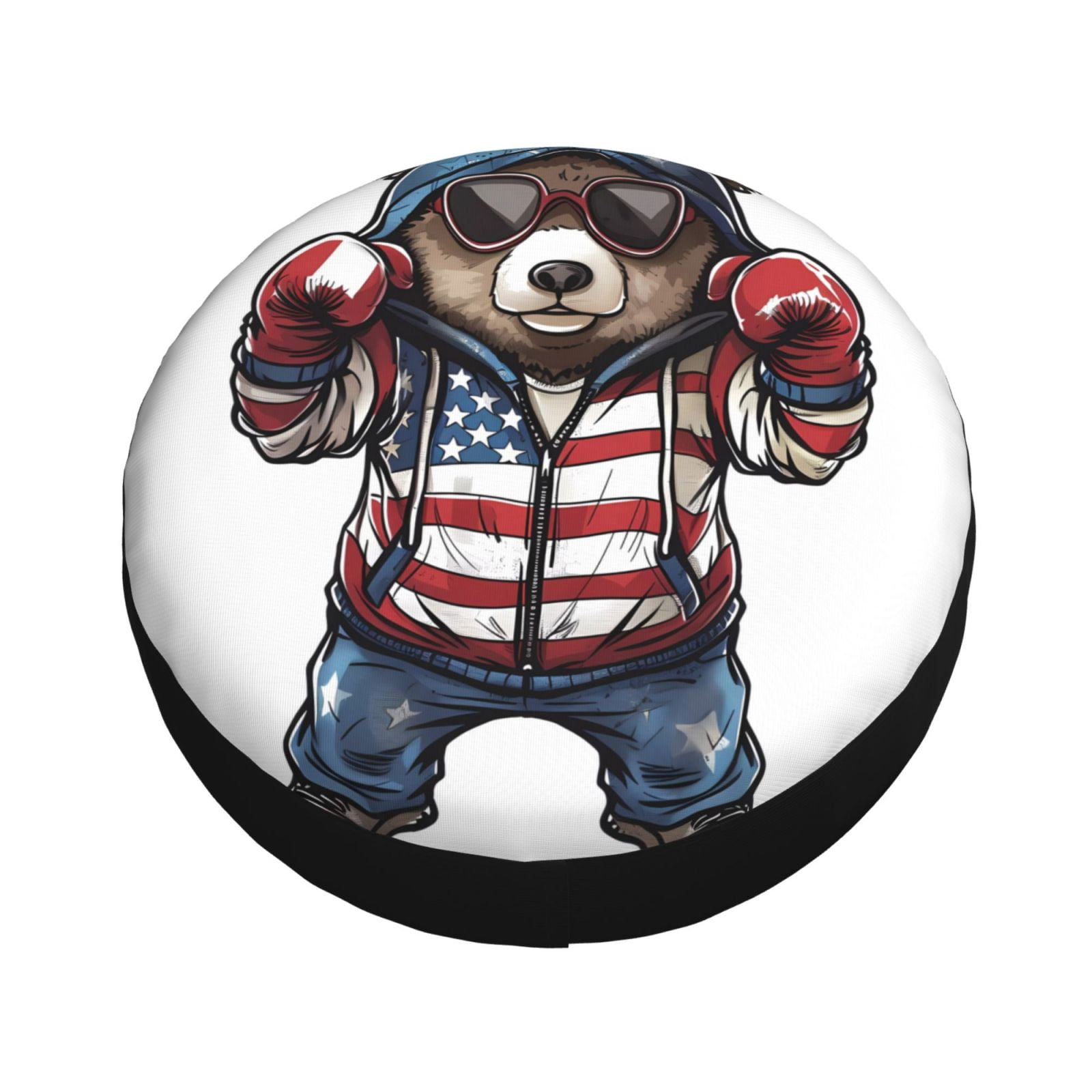 Fotbe Patriotic Boxing Bear Art Spare Tire Cover Thickening Universal ...