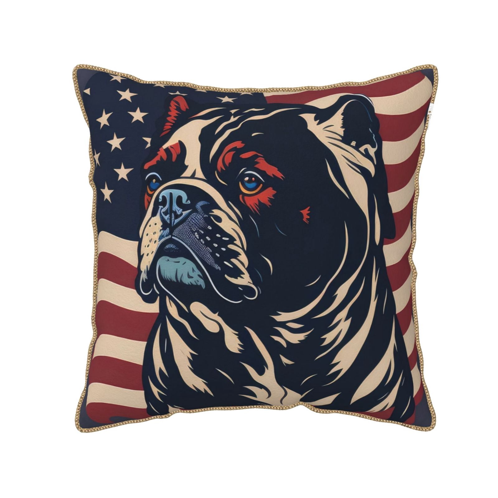 Fotbe Patriotic Bulldog Art Pattern Velvet Decorative Throw Pillow ...