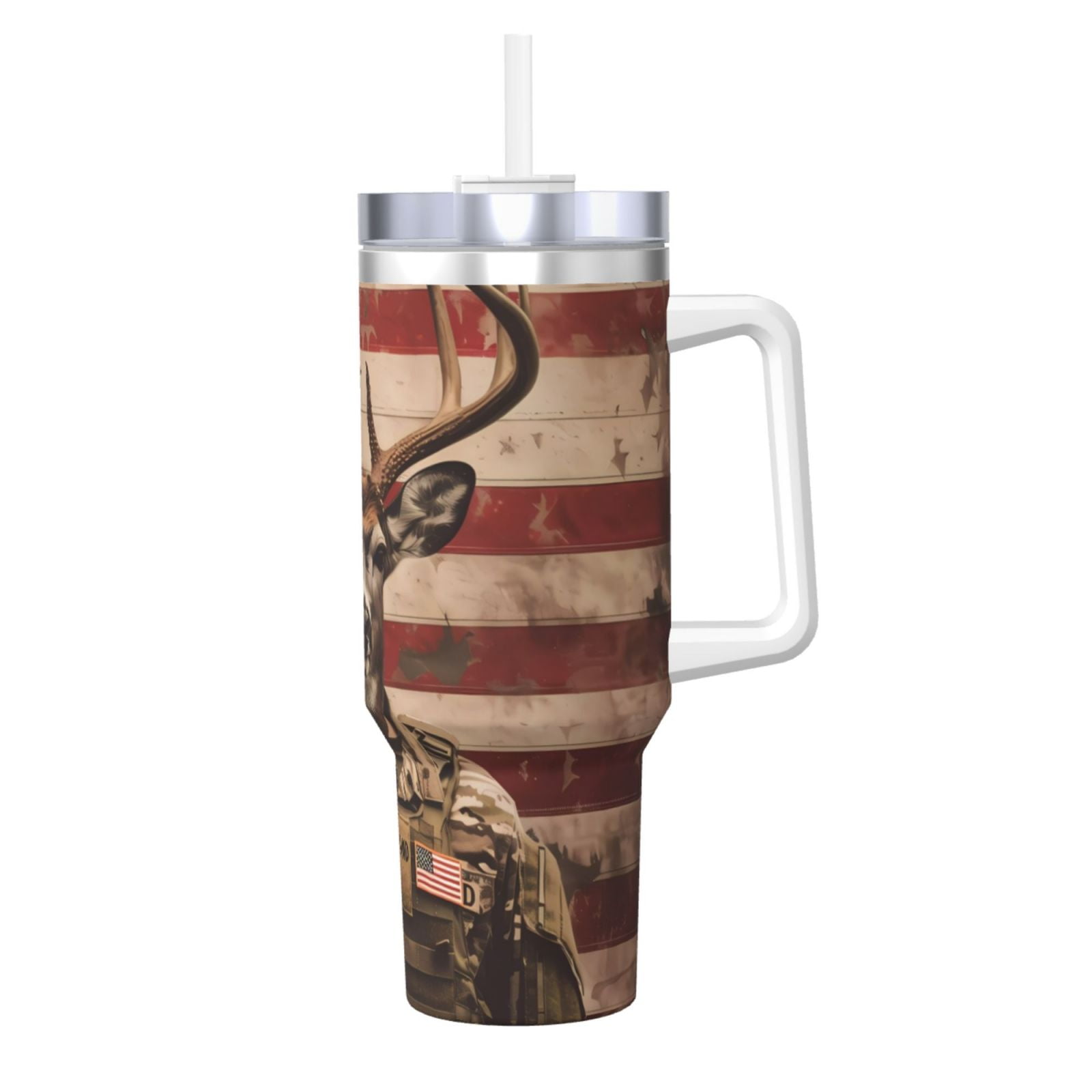 Fotbe Patriotic Deer Soldier Salute Pattern 40oz Ice Bully With Handle ...