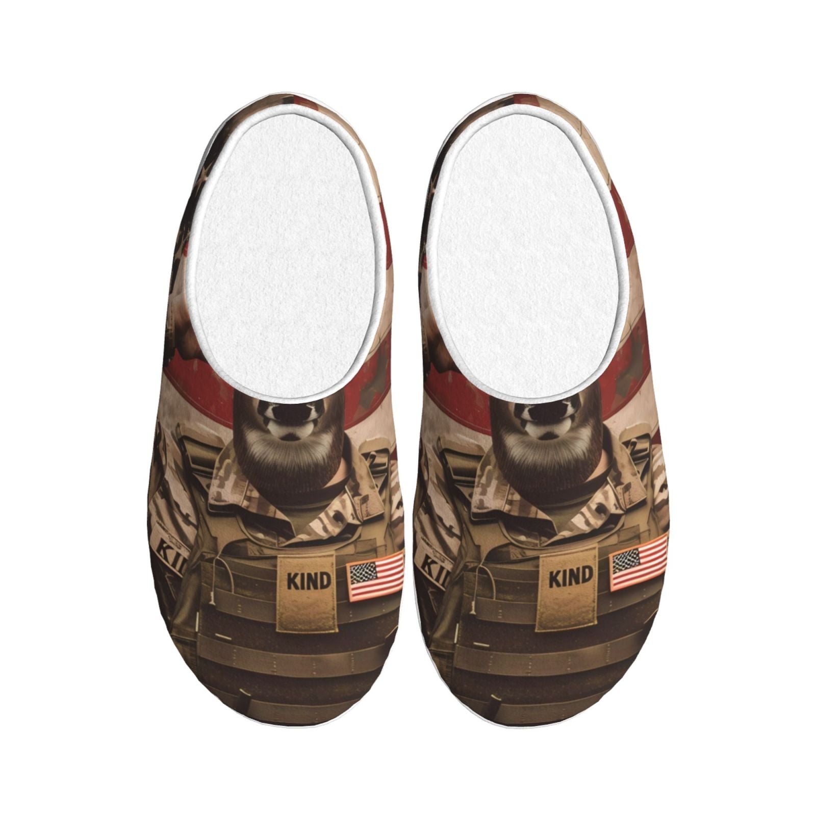 Fotbe Patriotic Deer Soldier Salute Pattern Women's Fuzzy Curly Fur ...