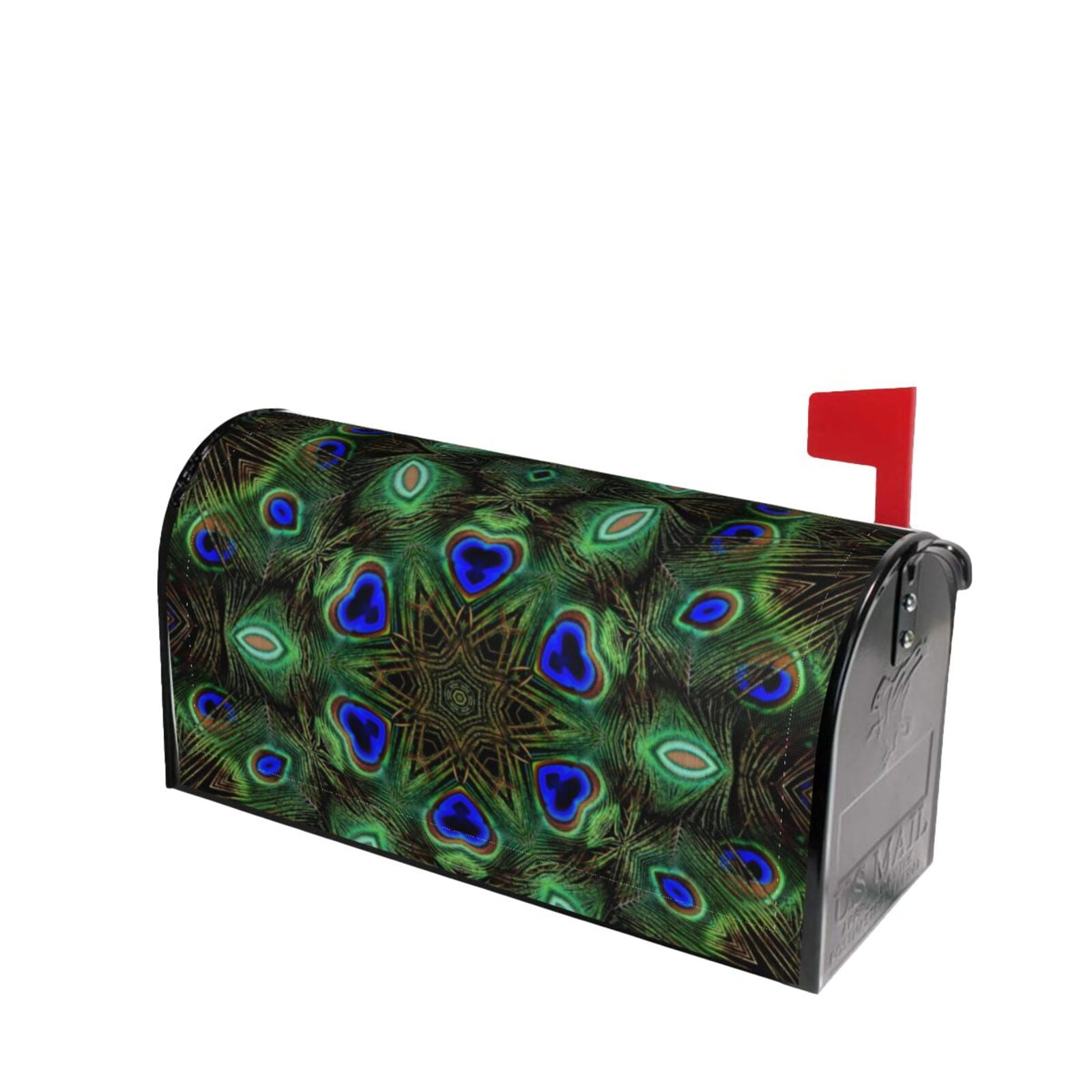 Fotbe Peacock Feathers Mailbox Covers Post Letter Box Cover Garden ...