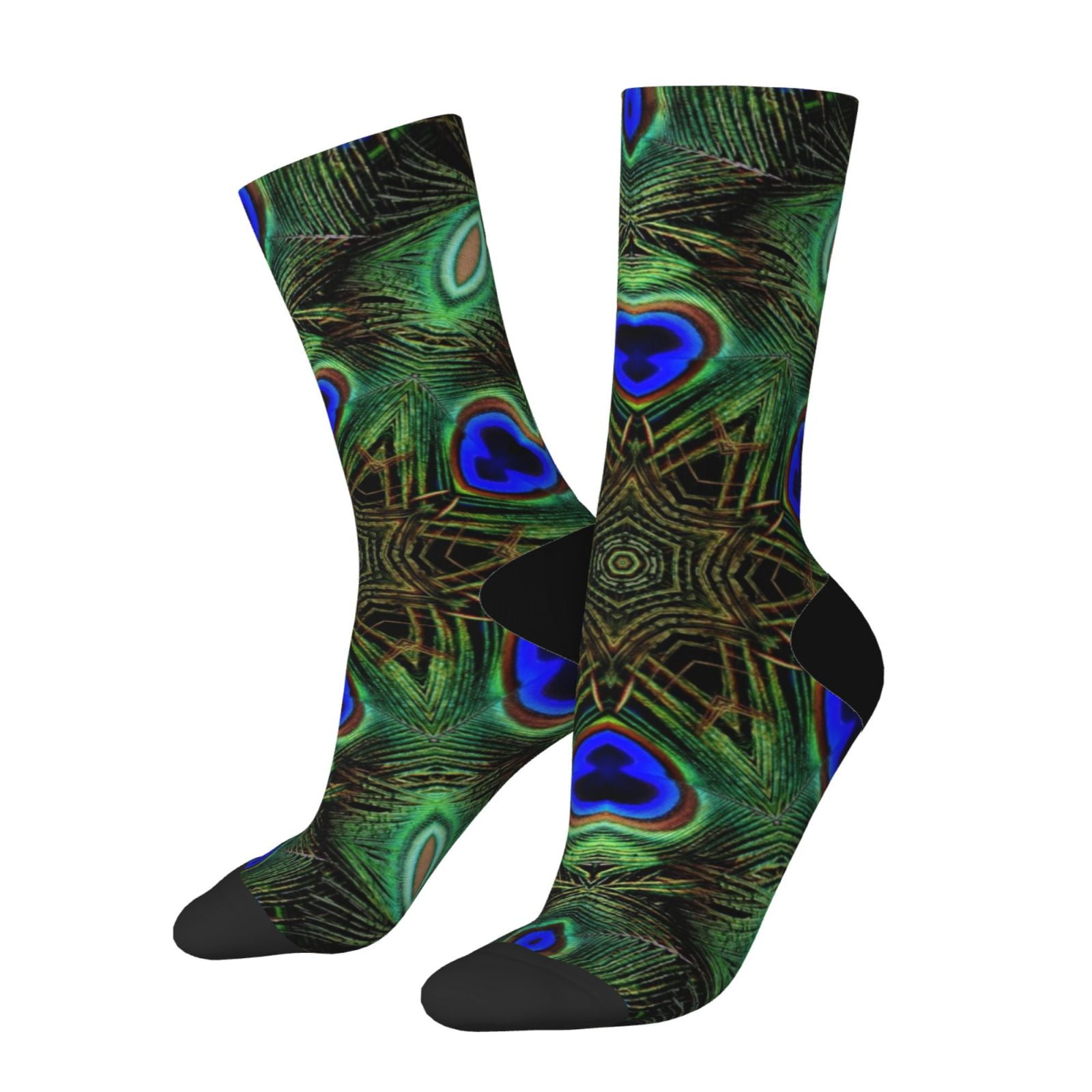 Fotbe Peacock Feathers Pattern Long Socks for Men & Women – Breathable ...
