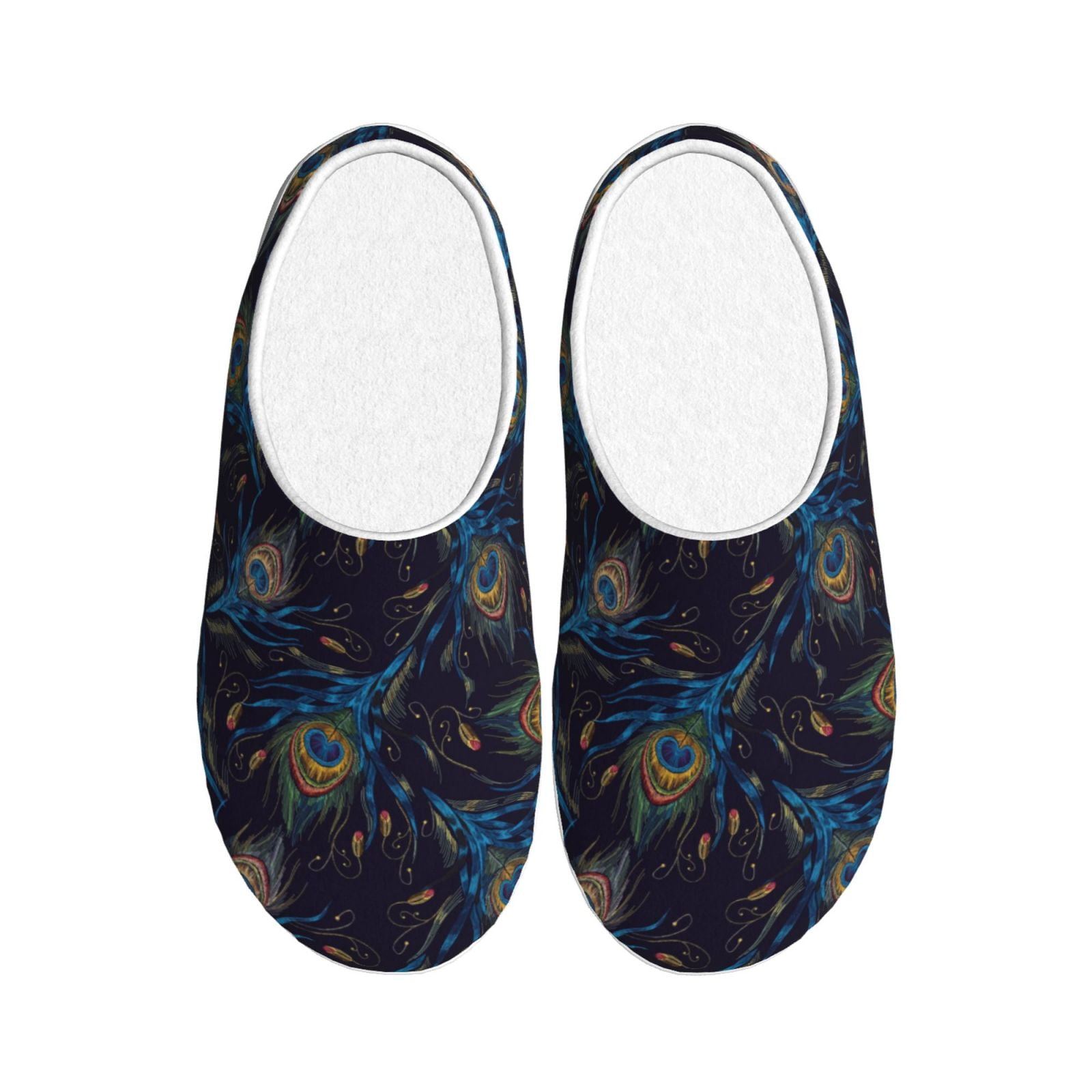 Fotbe Peacock Feathers Pattern Women's Fuzzy Curly Fur Memory Foam ...