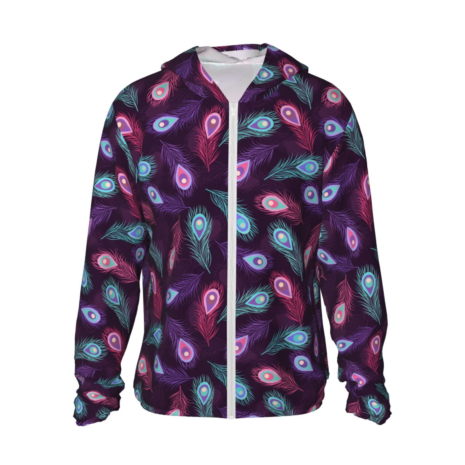 Fotbe Peacock Feathers3 Men's Women's UPF 50+ Sun Protection Jacket ...