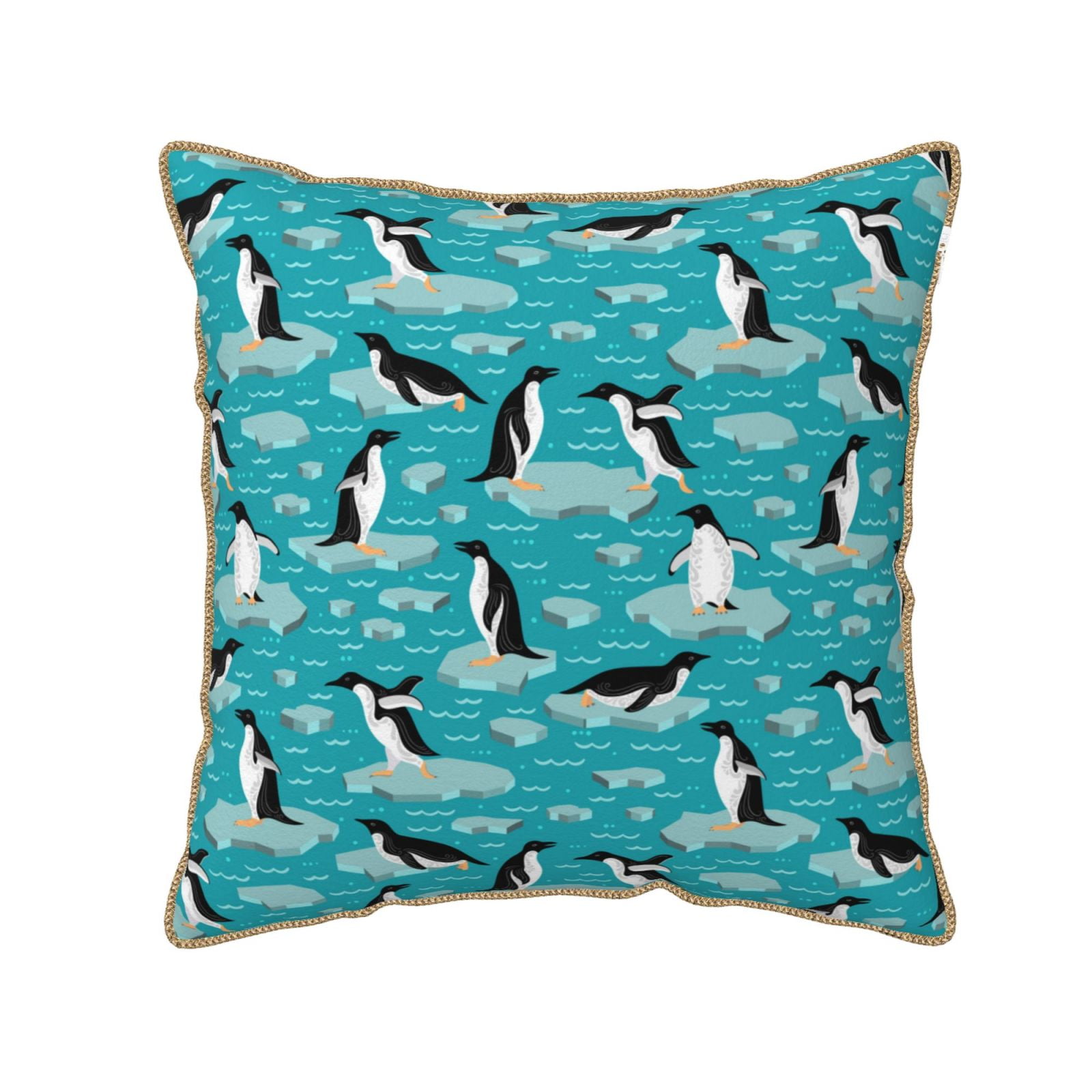 Fotbe Penguins On The Ice In The Sea Pattern Velvet Decorative Throw ...