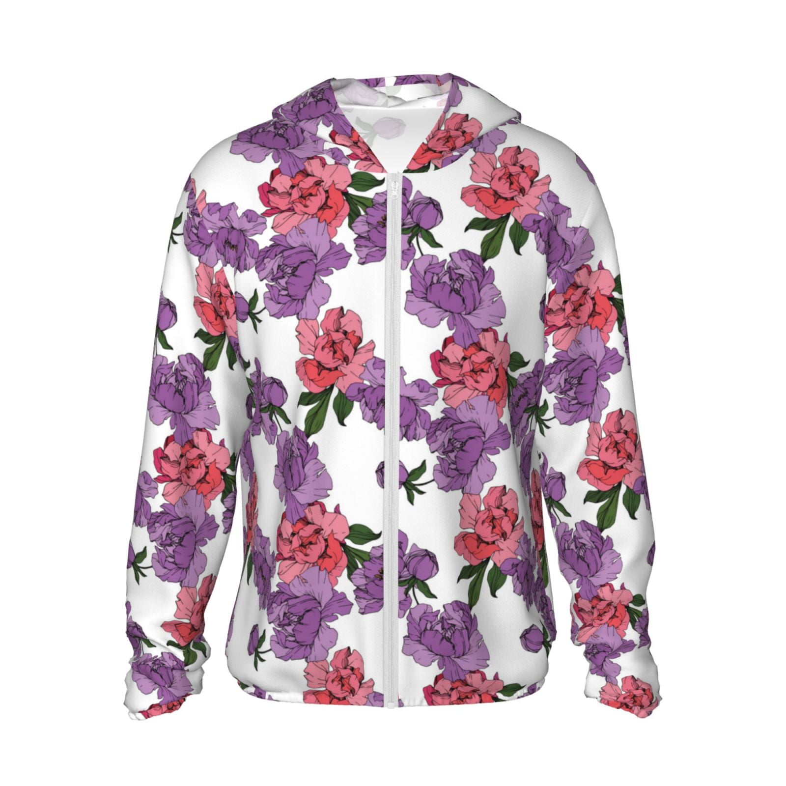 Fotbe Peonies Men's Women's UPF 50+ Sun Protection Jacket Hooded ...