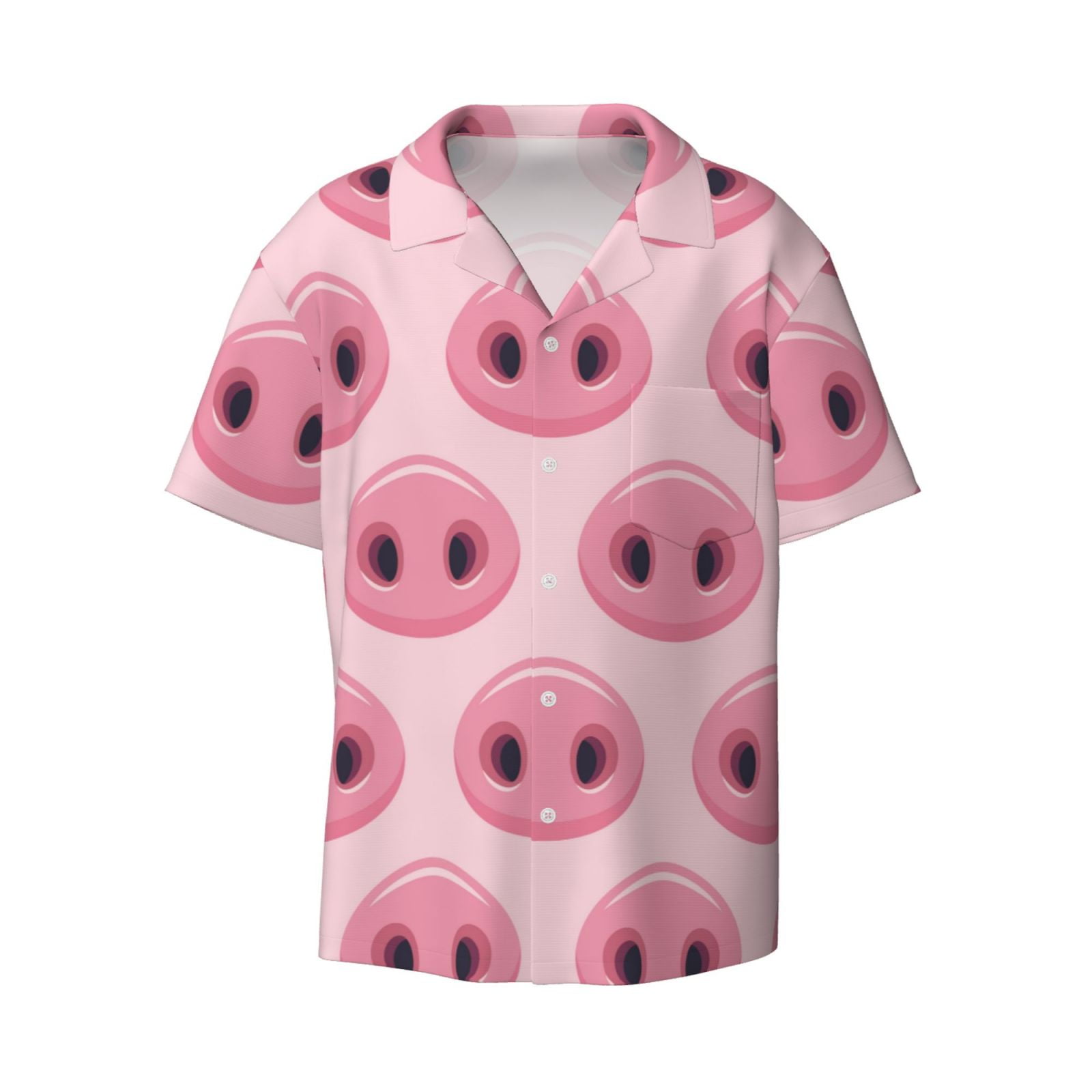 Fotbe Pig Nose print Short Sleeve Button Down Shirts for Men Casual ...