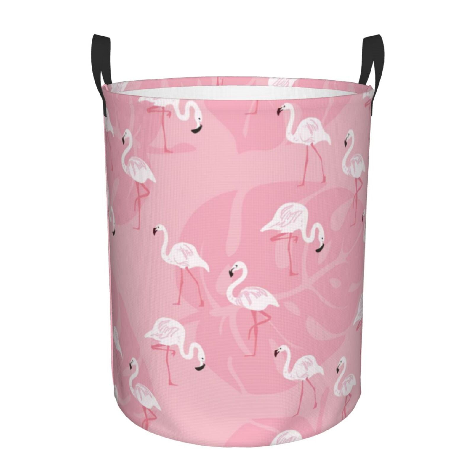 Fotbe Pink Flamingos and Flowers Laundry Basket with Handles ...