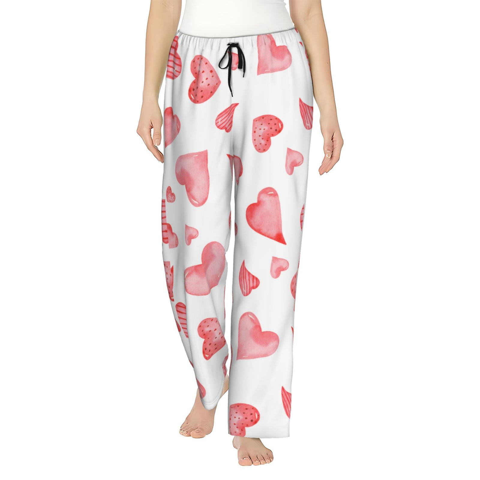 Fotbe Pink Hearts Women's Pajama Pants,Sleepwear Pants,Pj Bottoms ...