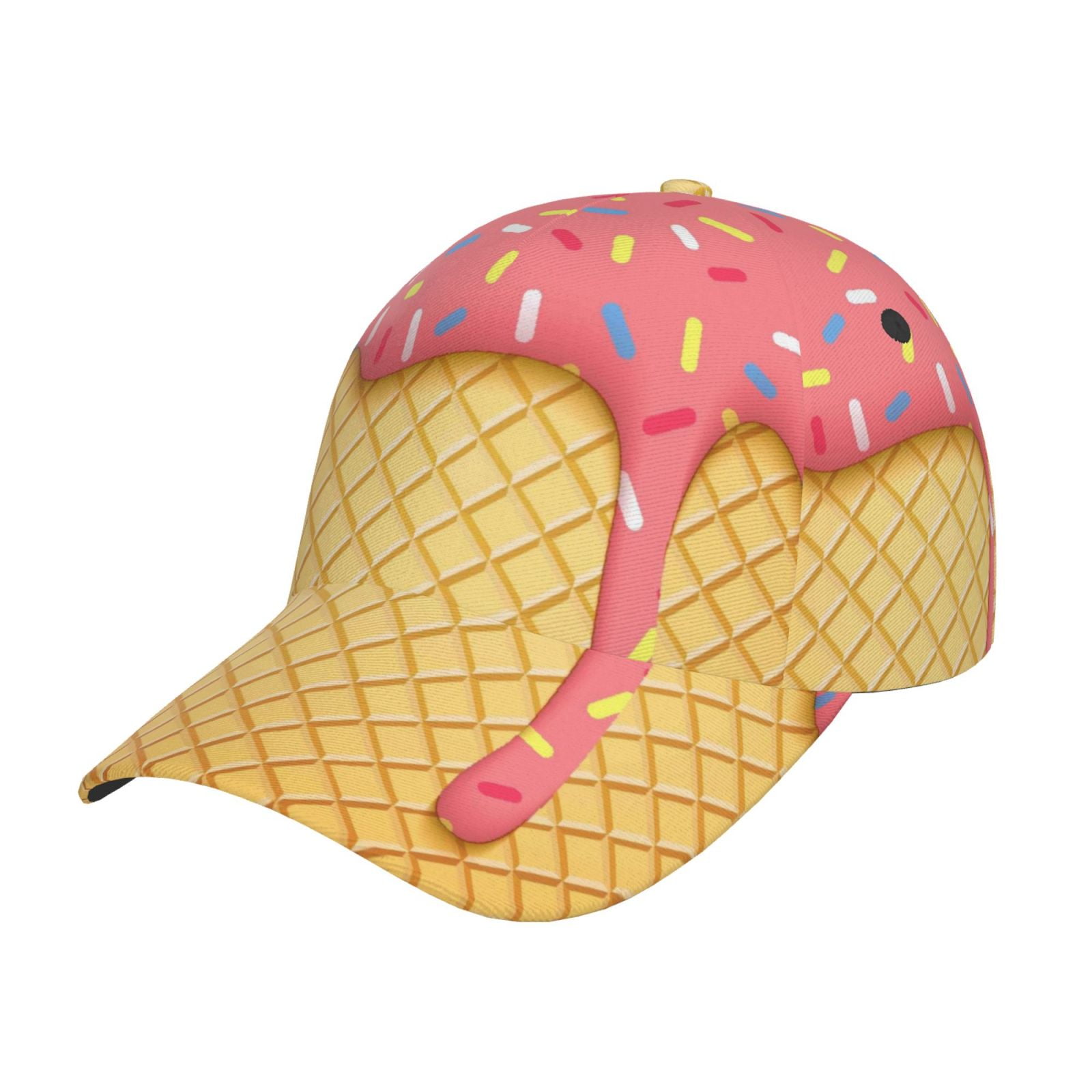 Fotbe Pink Ice Cream Baseball Cap, Pink Ice Cream Print Dad Hat,Outdoor ...
