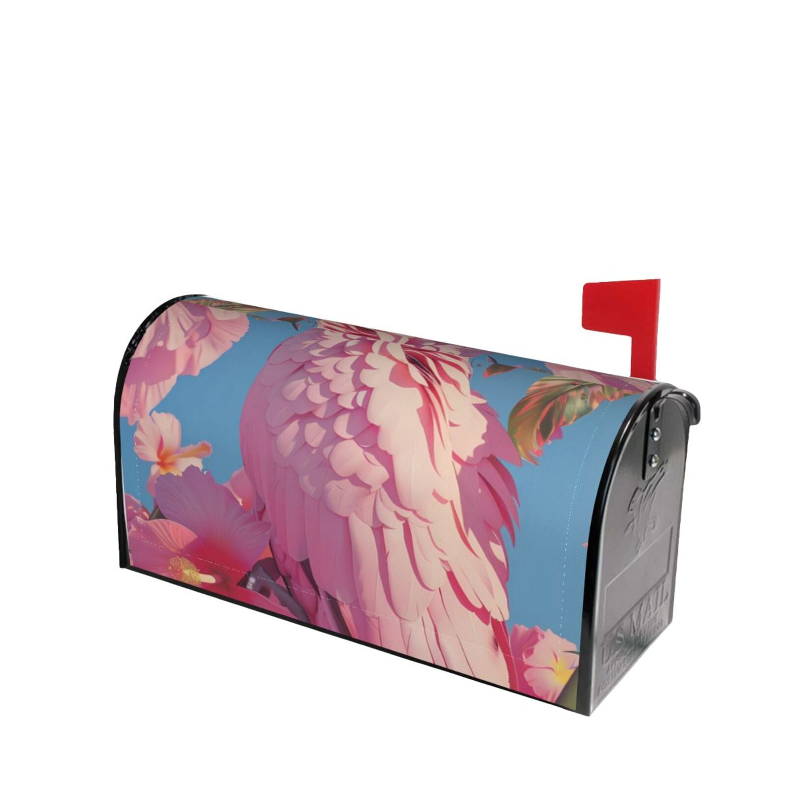 Fotbe Pink Parrot Tropical Blossoms Mailbox Covers Post Letter Box ...