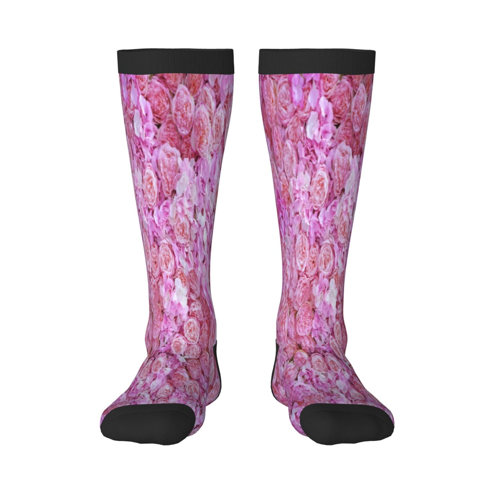 Fotbe Pink Roses print Women's Men's Novelty Crew Socks Cotton Socks ...
