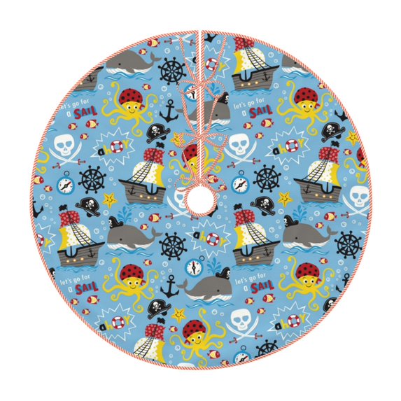 Fotbe Pirate Marine Animals Pattern Christmas Tree Skirt, Tree Skirts ...