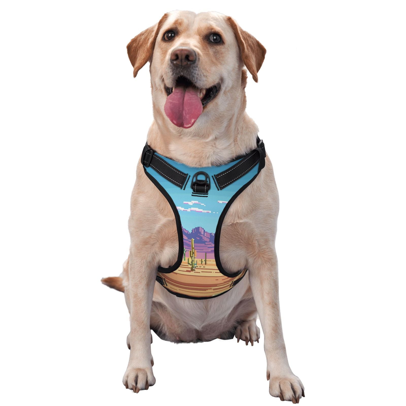 Fotbe Pixel Desert Landscape Pattern Dog Harness, No-Pull Pet Harness ...