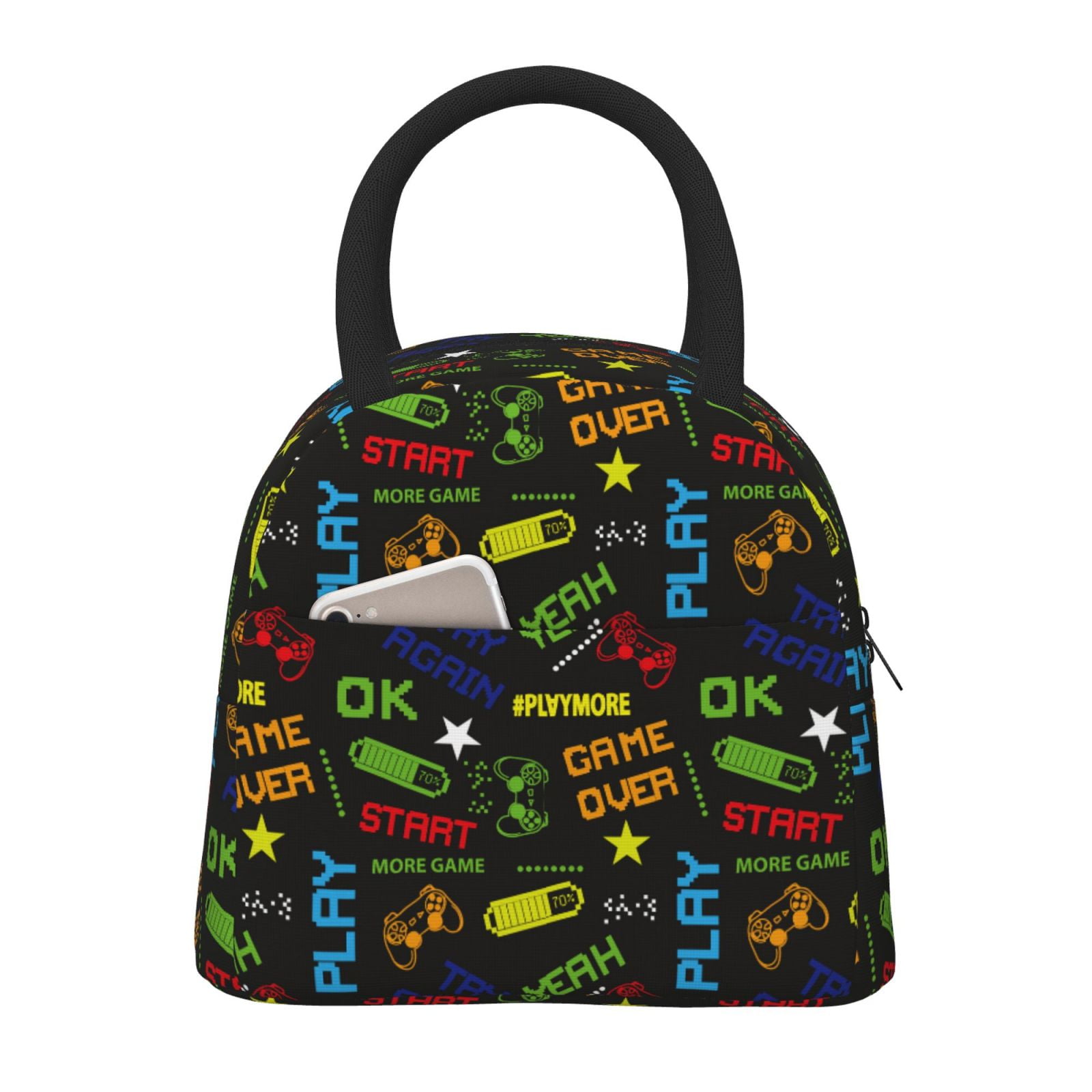 Fotbe Pixel Game Pattern Lunch Bag, Insulated Lunch Box, Small ...