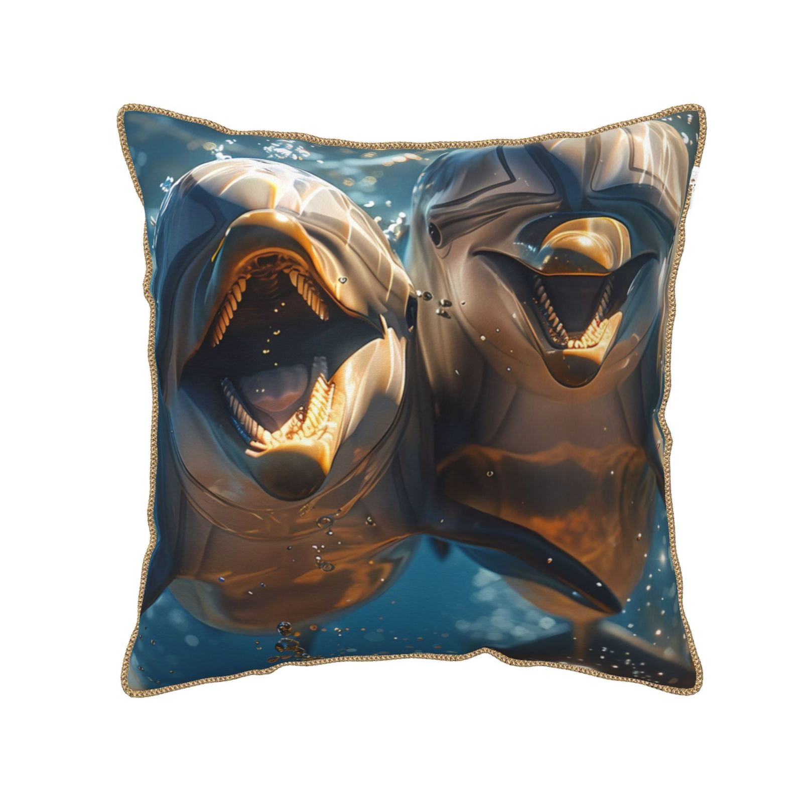 Fotbe Playful Dolphins Underwater Pattern Velvet Decorative Throw ...