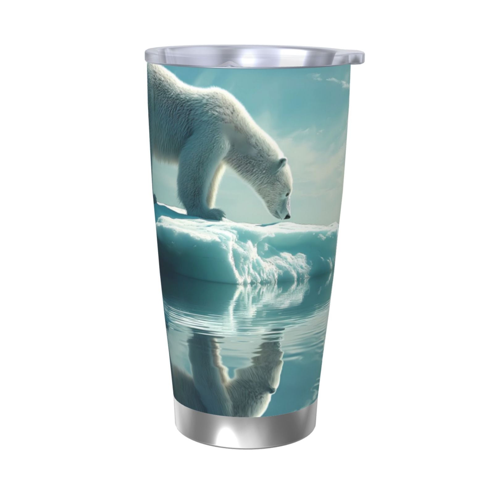 Fotbe Polar Bear On Iceberg Pattern 20 oz Tumbler Stainless Steel ...