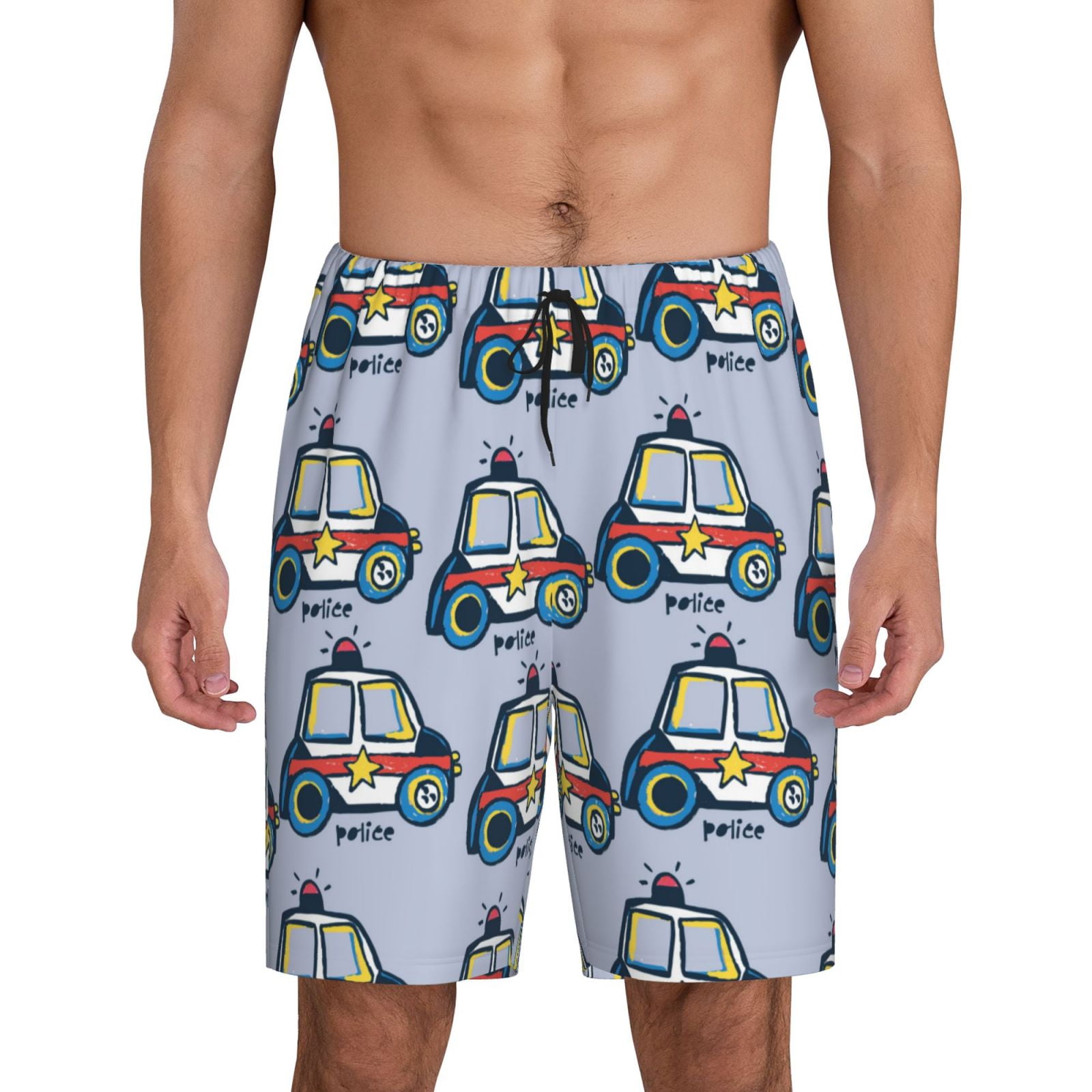 Fotbe Police Car Pajama Shorts for Men, Men's Pajama Bottoms, Sleepwear ...
