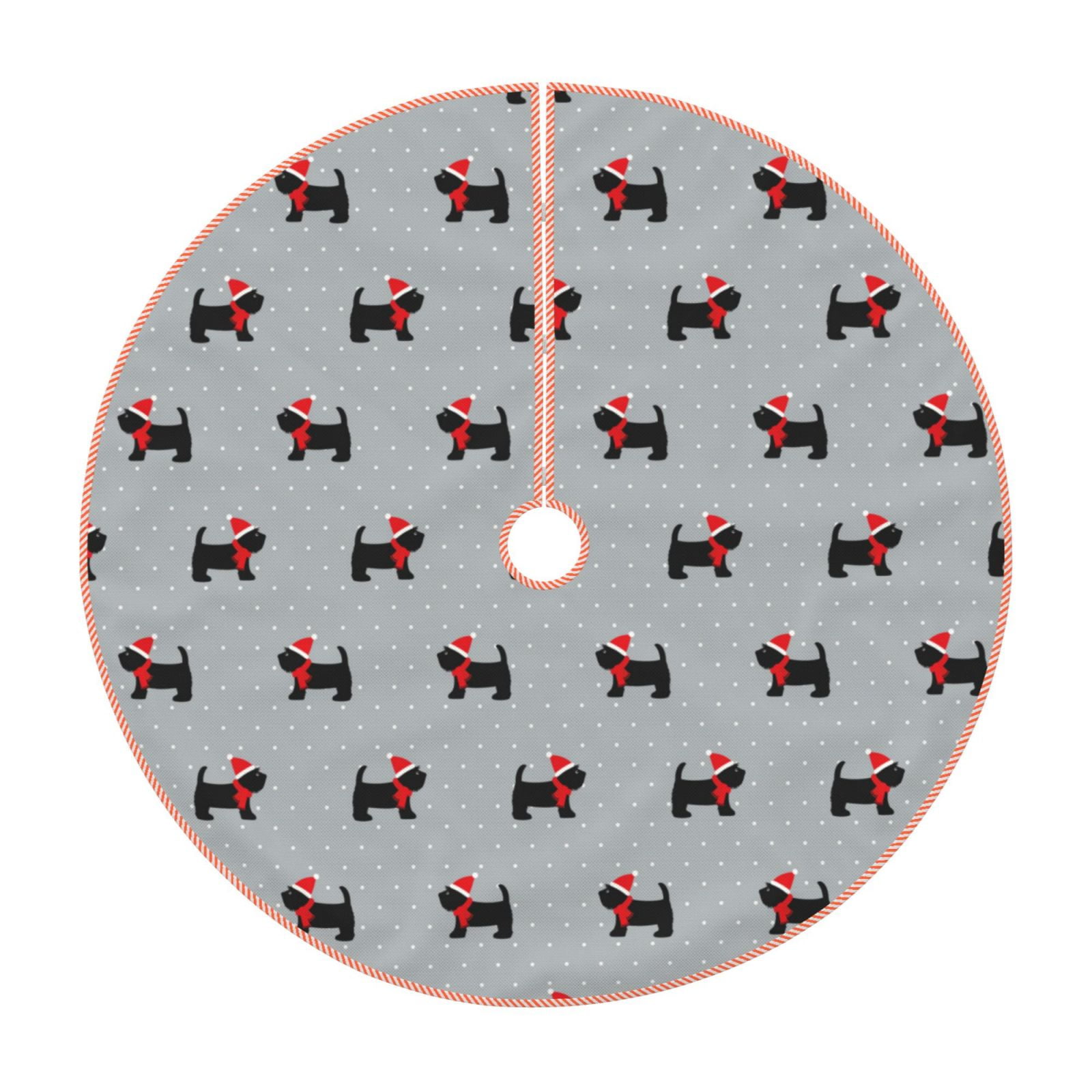 Fotbe Polka Dot Christmas Dog Pattern Christmas Tree Skirt, Tree Skirts ...