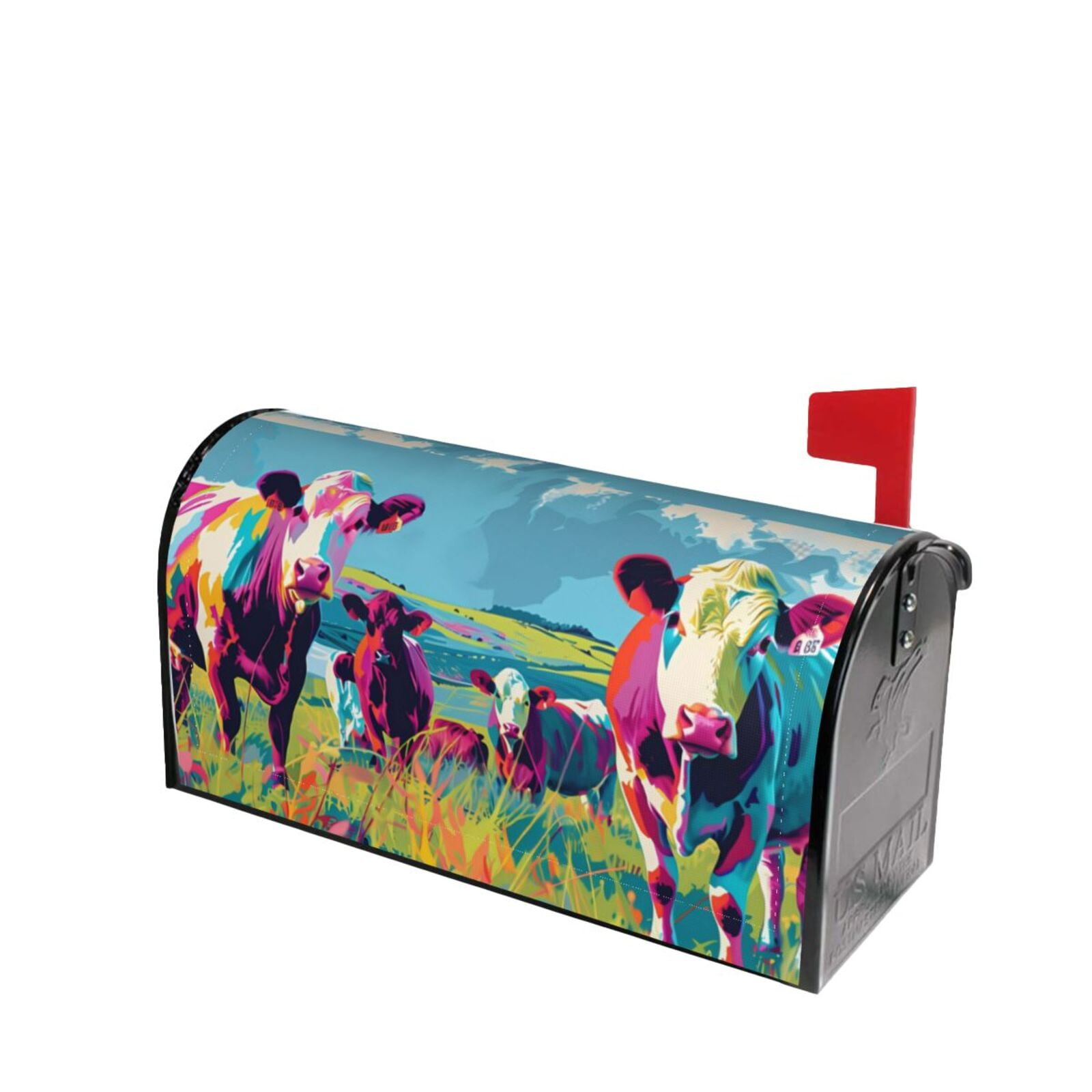 Fotbe Pop Art Colorful Cows Mailbox Covers Post Letter Box Cover Garden ...
