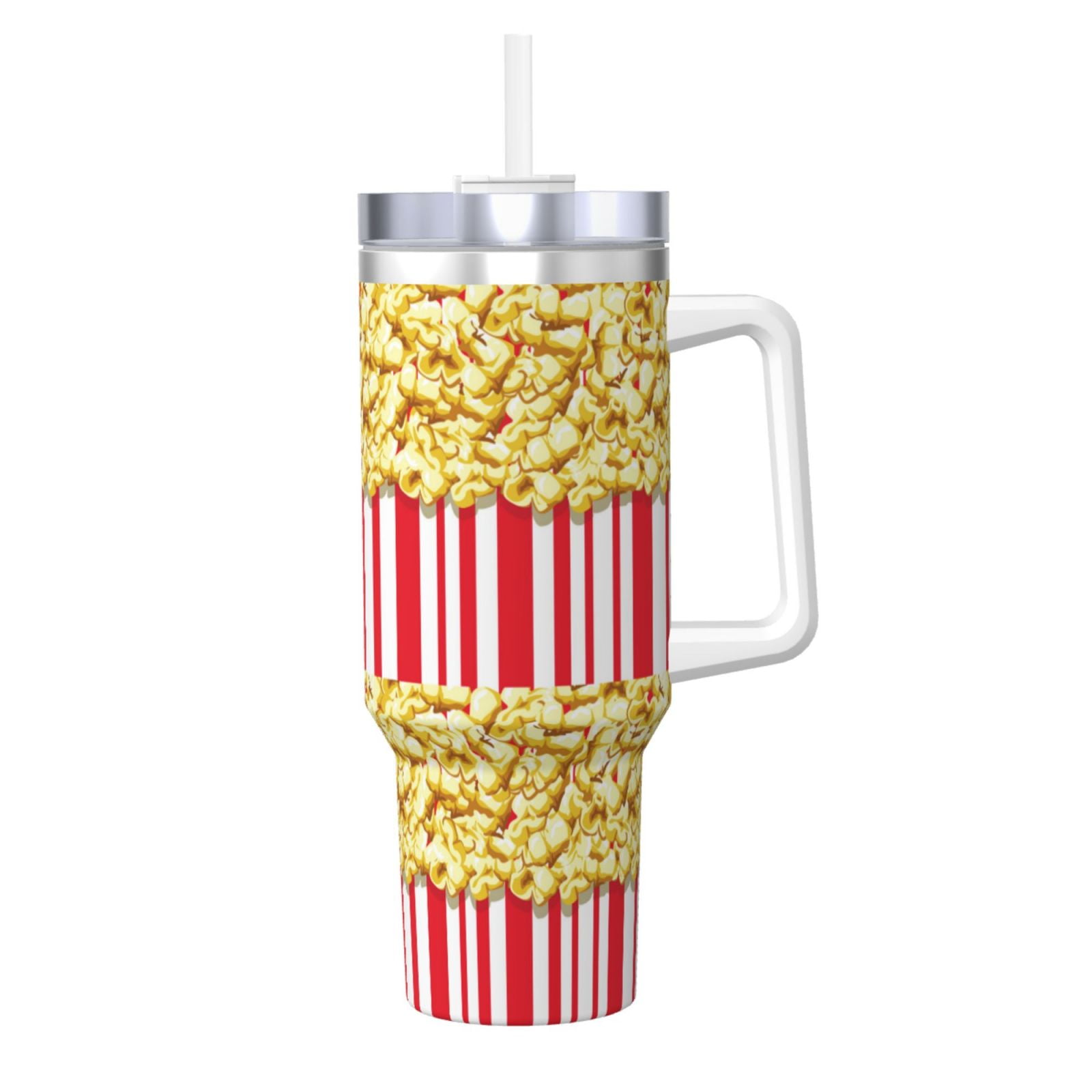 Fotbe Popcorn Pattern 40oz Ice Bully With Handle And Straw Stainless ...
