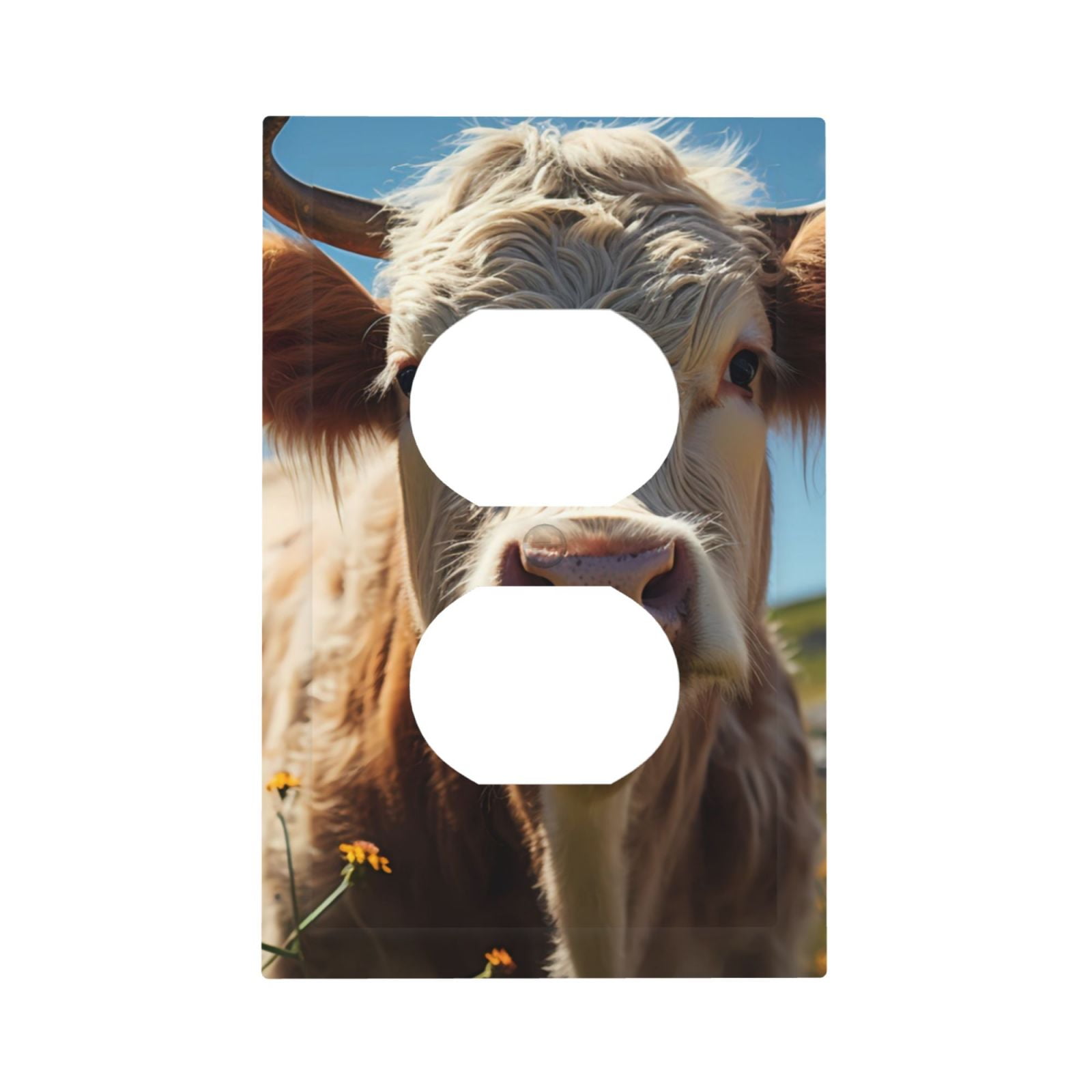 Fotbe Prairie Flower Cow Print Duplex Receptacle Wall Plate, 1-Gang 5.0 ...