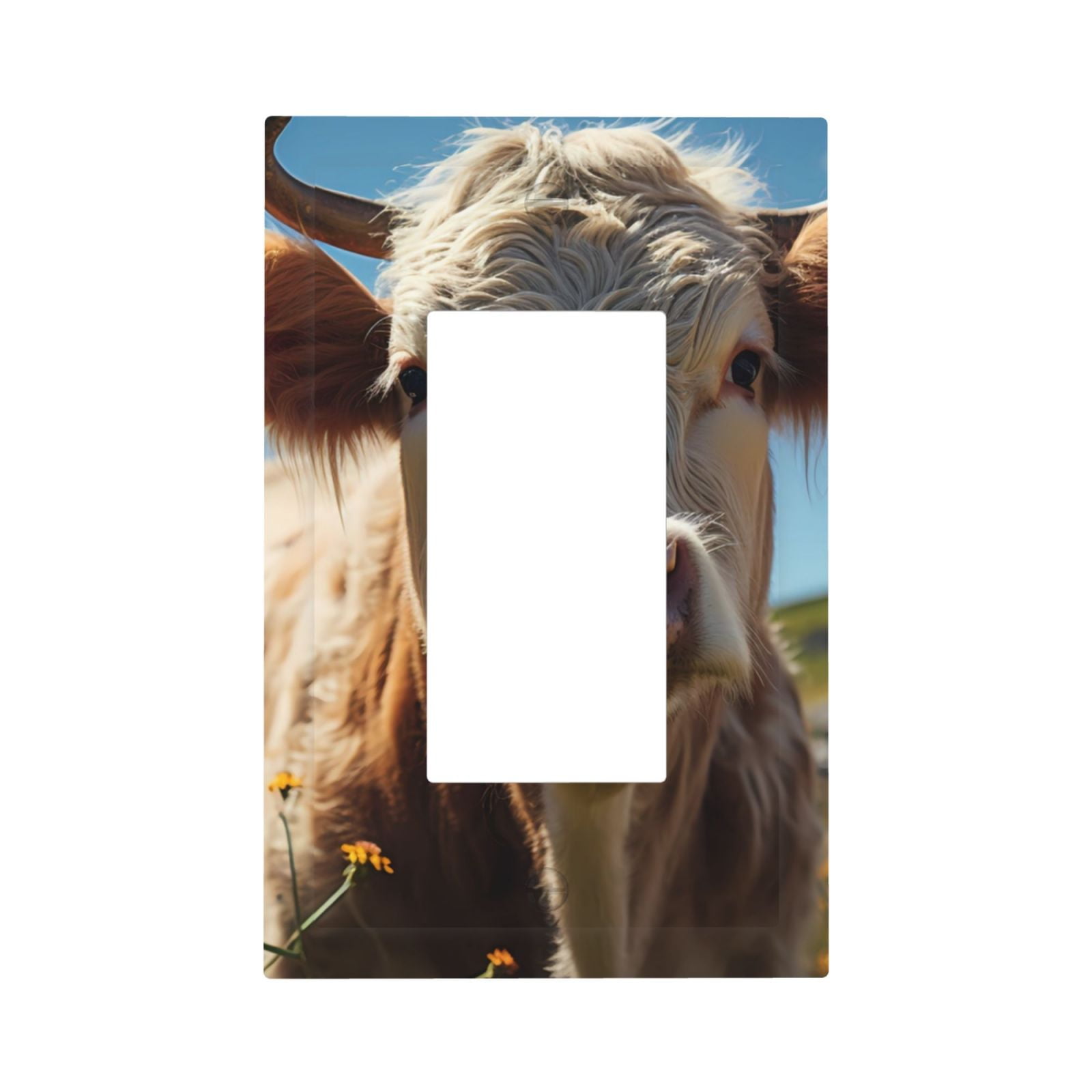 Fotbe Prairie Flower Cow Print Duplex Receptacle Wall Plate, 1-Gang 5.0 ...