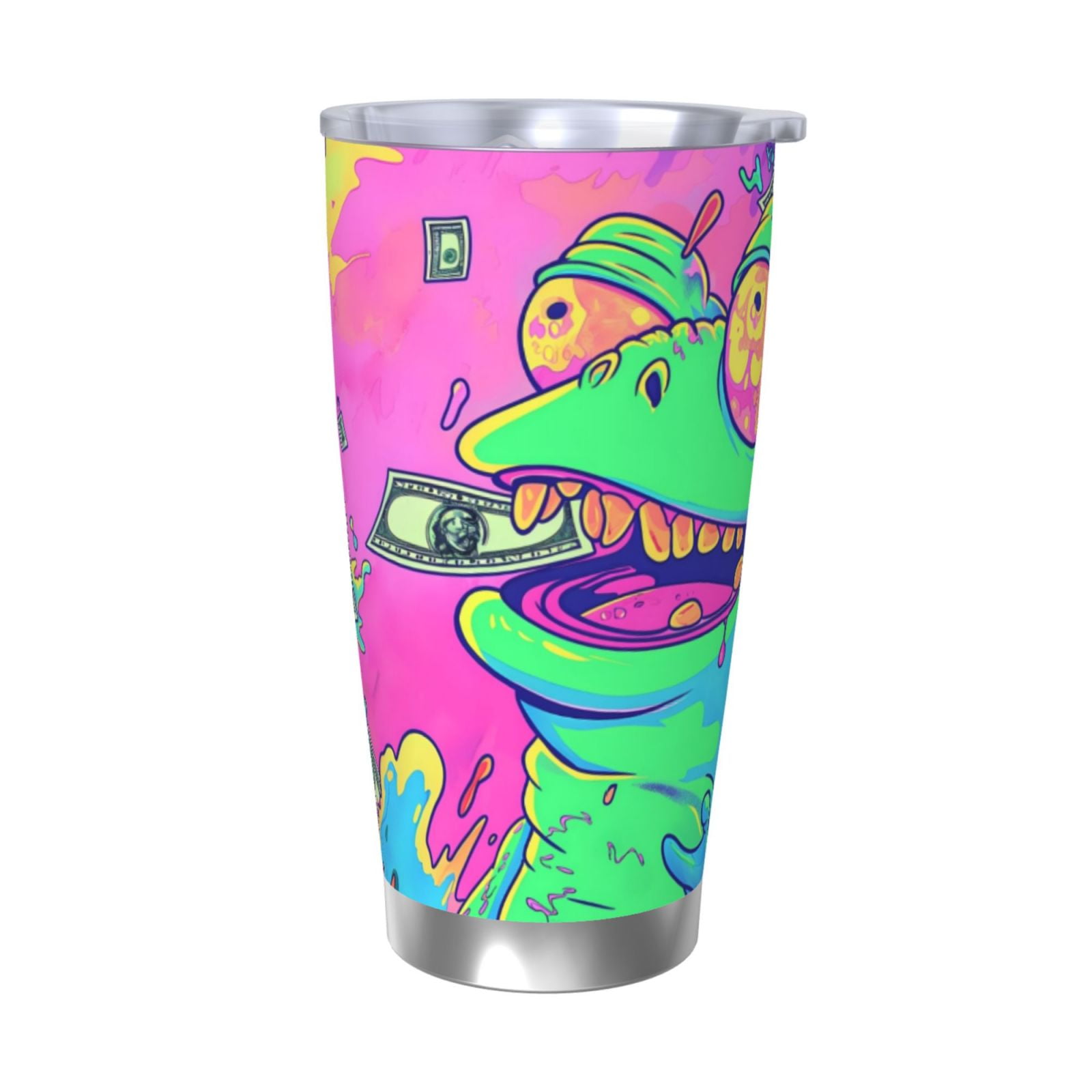 Fotbe Psychedelic Cartoon Frog Pattern 20 oz Tumbler Stainless Steel Vacuum Insulated Coffee Ice ...