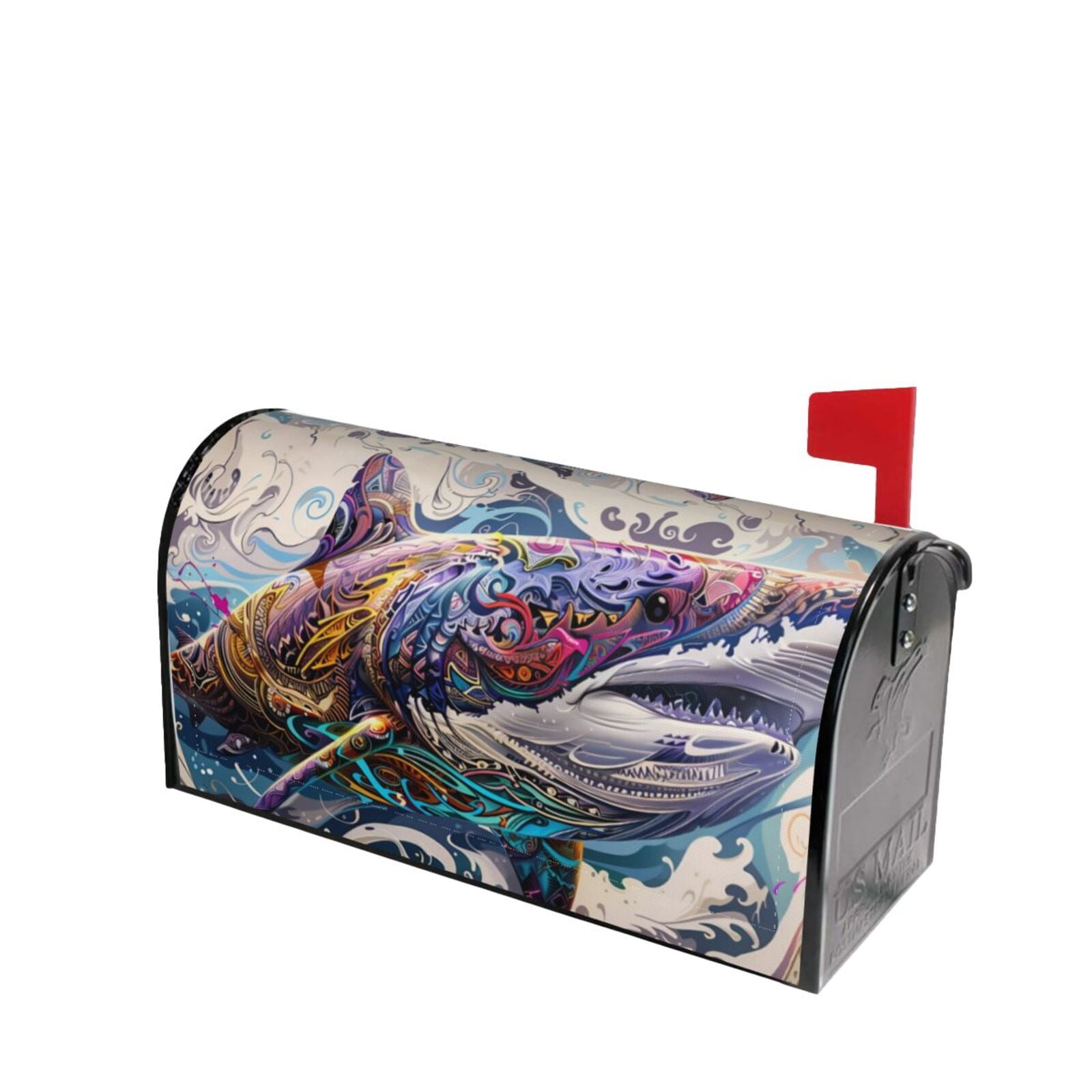 Fotbe Psychedelic Shark Artwork Mailbox Covers Post Letter Box Cover ...