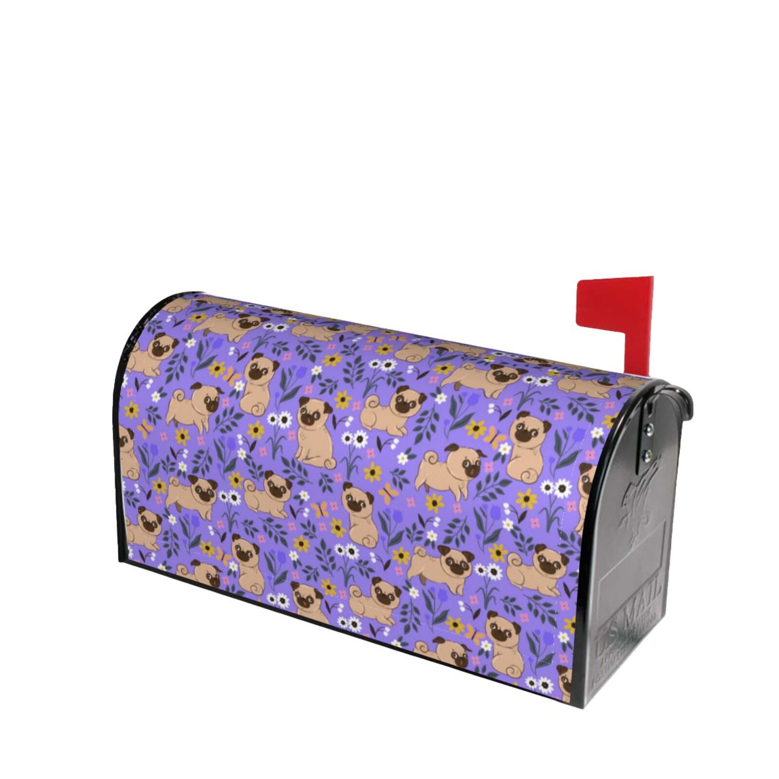 Fotbe Pugs and Flowers Mailbox Covers Post Letter Box Cover Garden ...