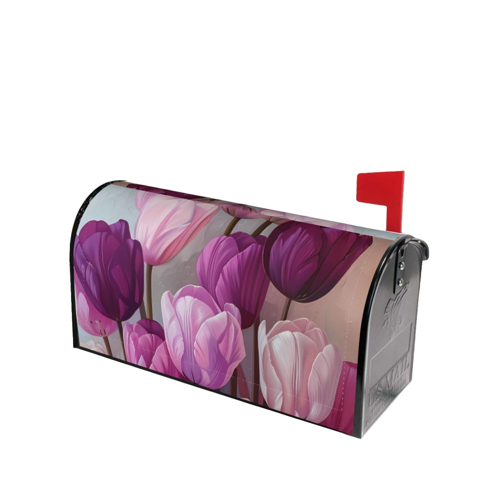 Fotbe Purple And Pink Tulip Bouquet Mailbox Covers Post Letter Box ...