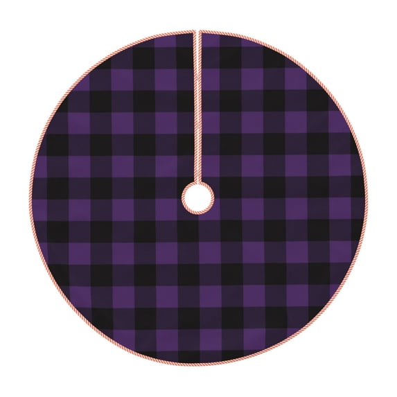 Fotbe Purple Black Plaid Pattern Christmas Tree Skirt, Tree Skirts ...