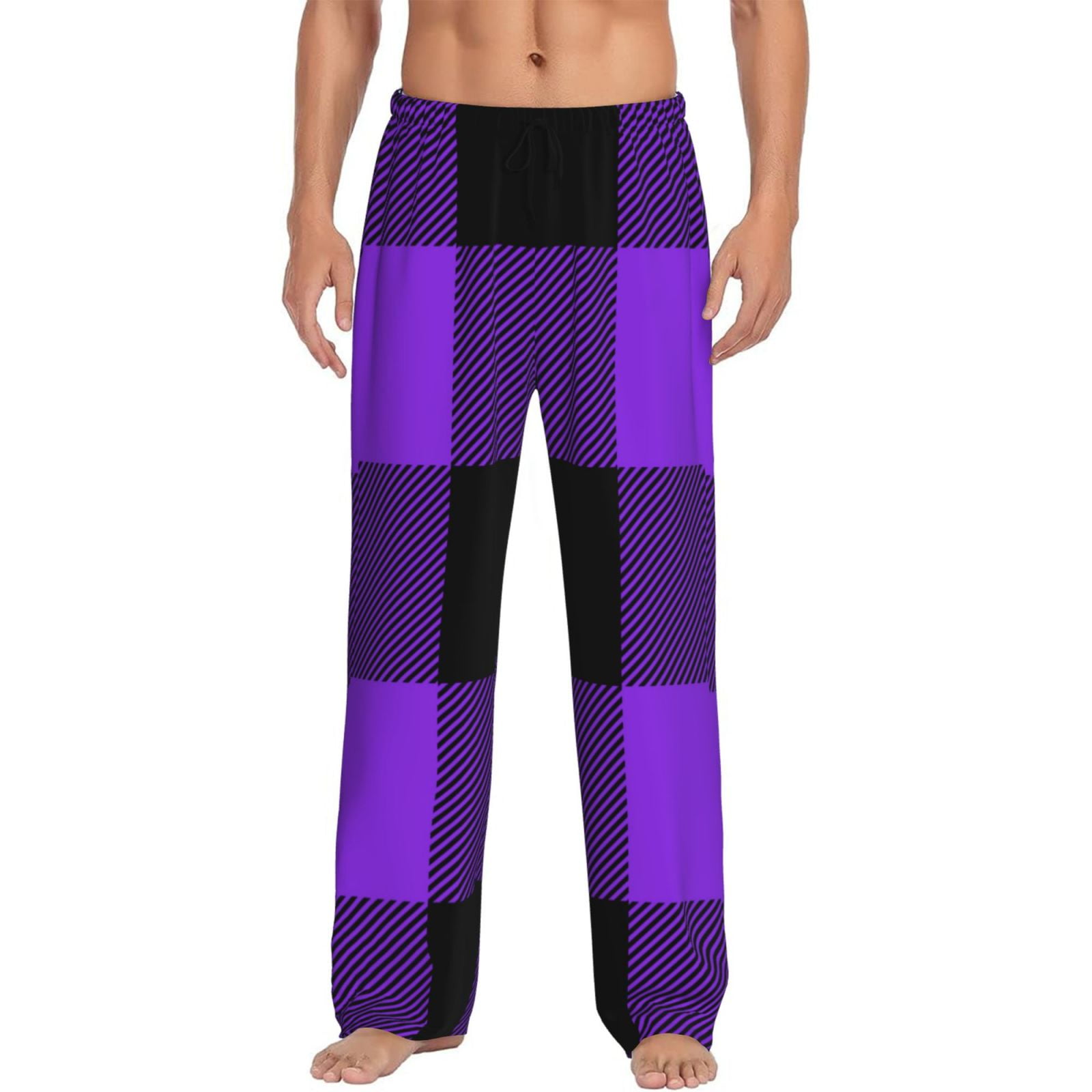 Fotbe Purple Buffalo Plaid Men's Pajama Pants,Sleepwear Pants,Pj ...