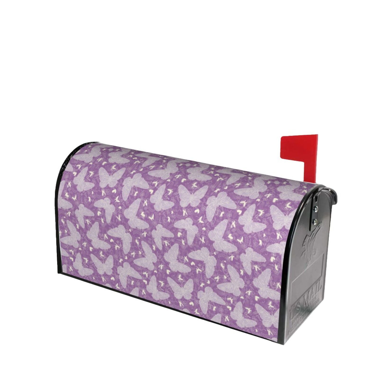 Fotbe Purple Butterflies Floral Mailbox Covers Post Letter Box Cover ...