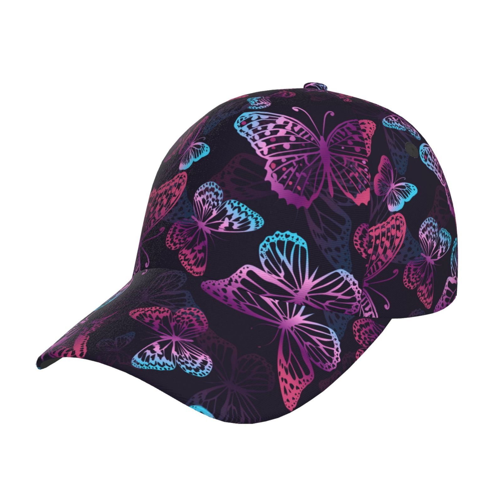 Fotbe Purple Butterfly Baseball Cap, Purple Butterfly Print Dad Hat ...