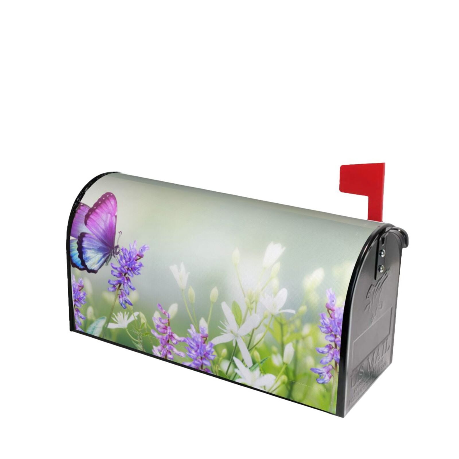 Fotbe Purple Butterfly On Wild Mailbox Covers Post Letter Box Cover ...