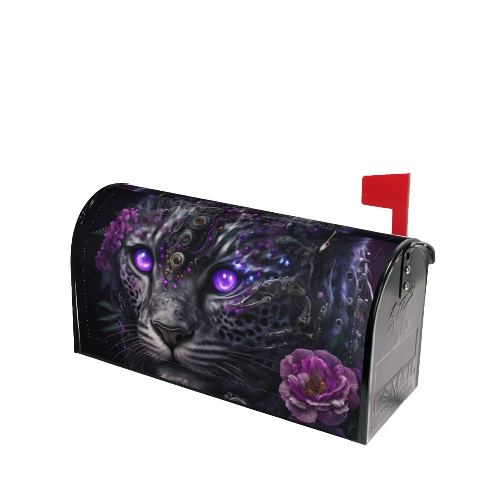 Fotbe Purple-Eyed Floral Leopard Mailbox Covers Post Letter Box Cover ...