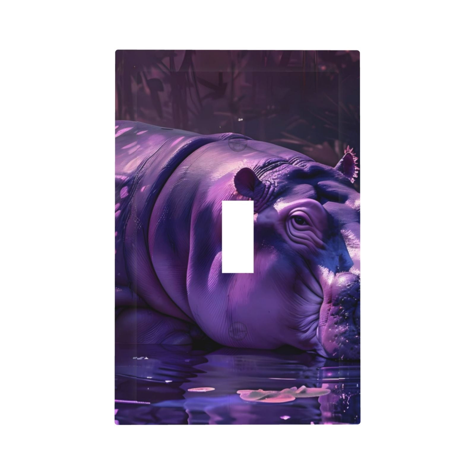 Fotbe Purple Hippo In Water Print Duplex Receptacle Wall Plate, 1-Gang ...