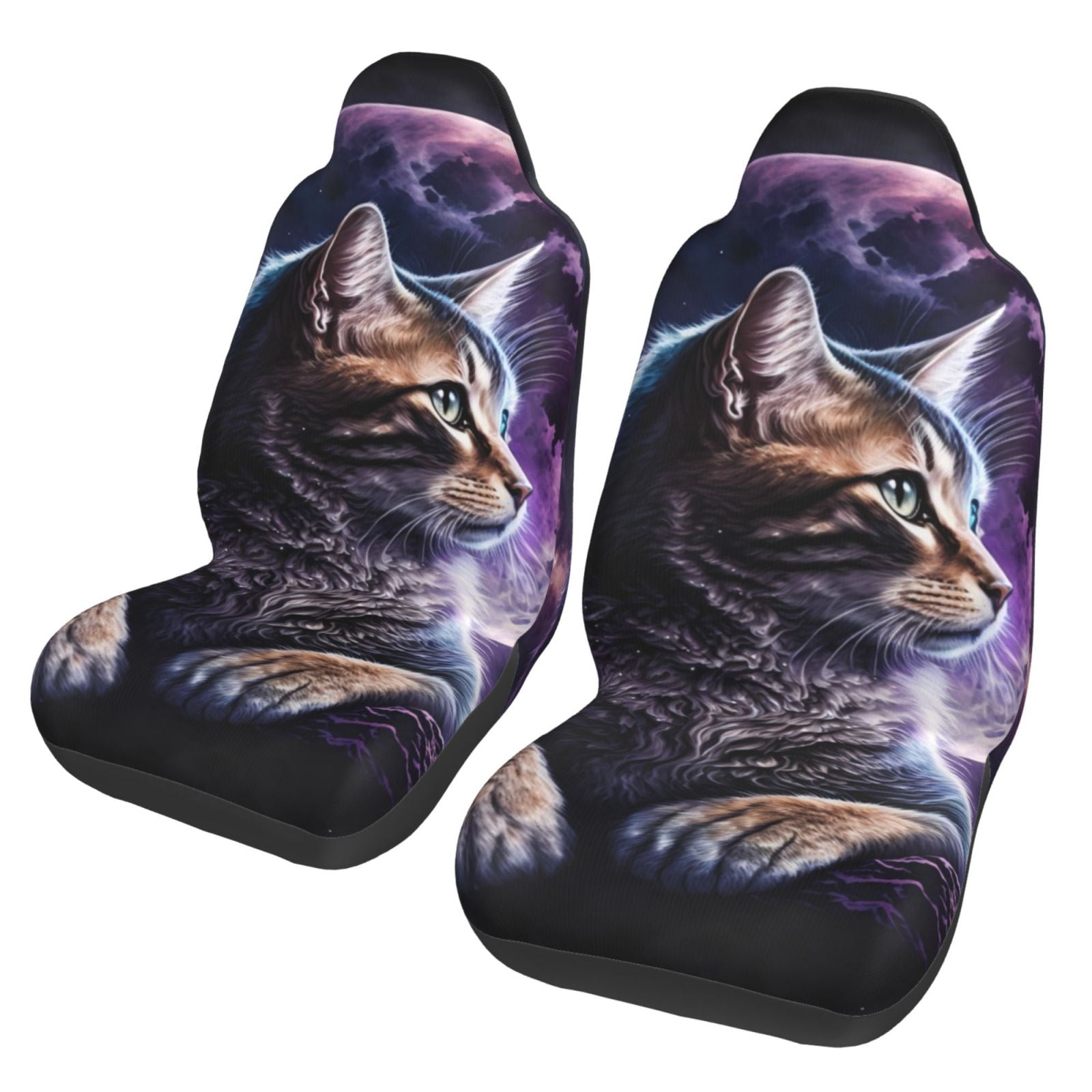 Fotbe Purple Moon Cat Pattern Automotive Seat Covers for Cars Trucks ...