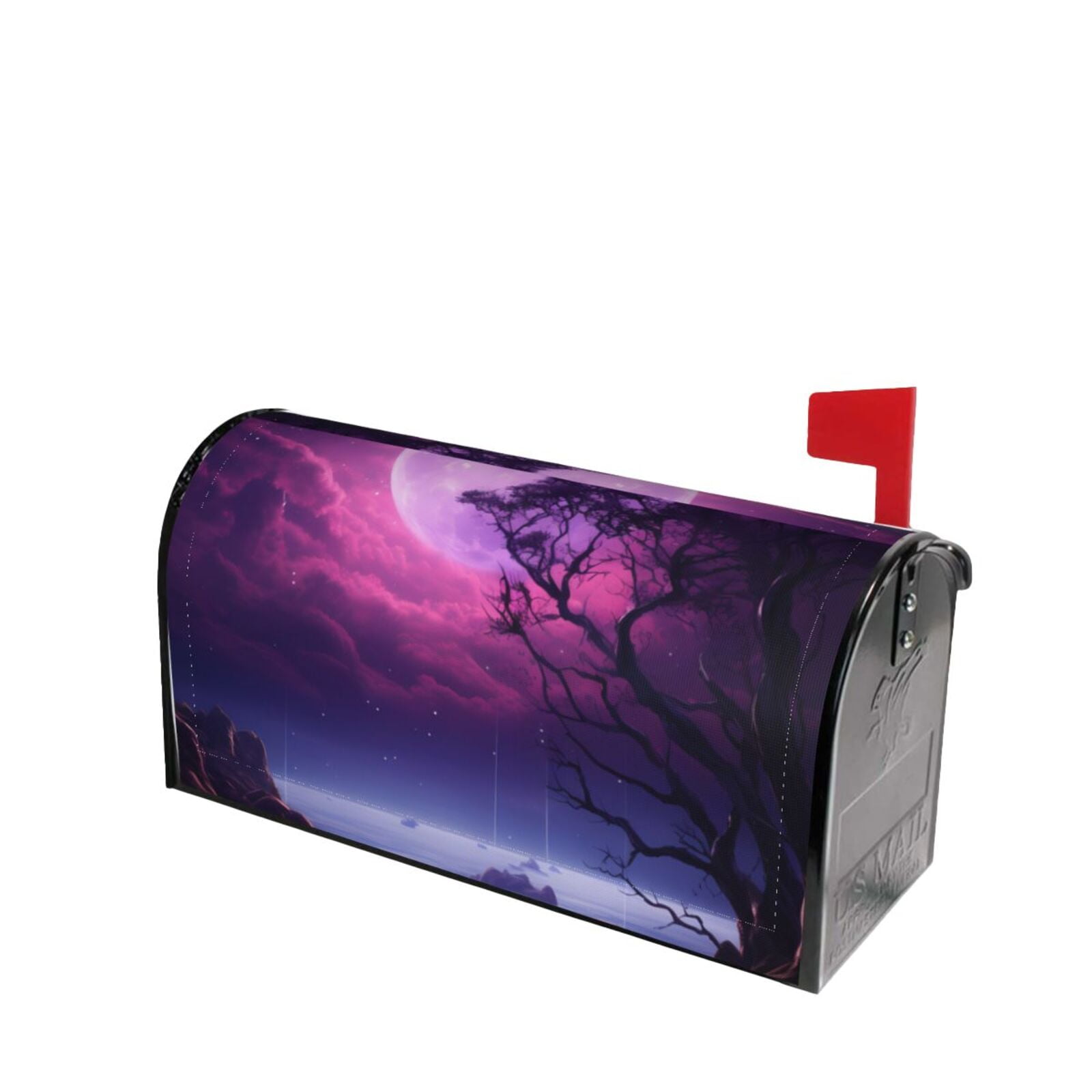 Fotbe Purple Moon Tree Night Sky Mailbox Covers Post Letter Box Cover ...