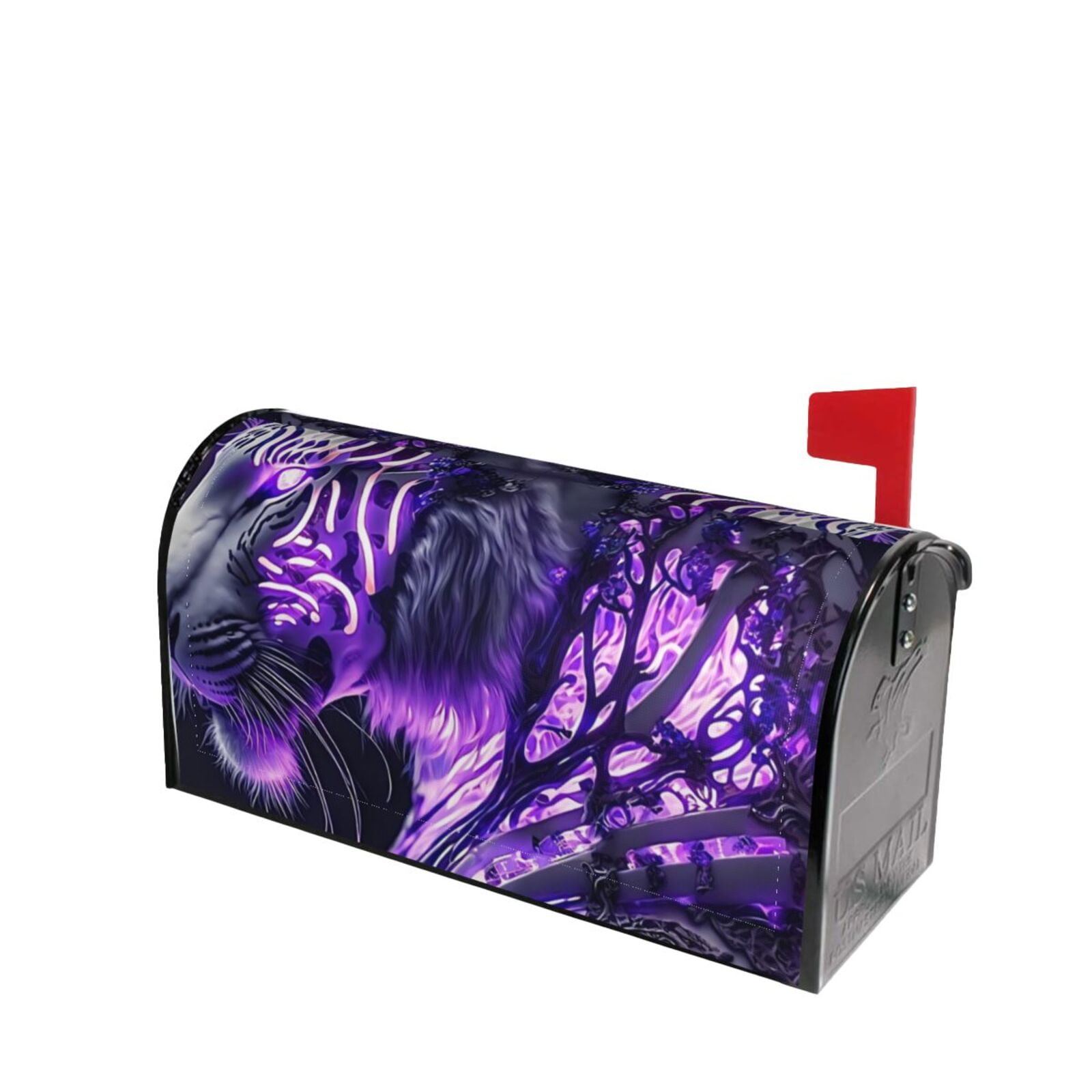 Fotbe Purple Pattern White Tiger Mailbox Covers Post Letter Box Cover ...